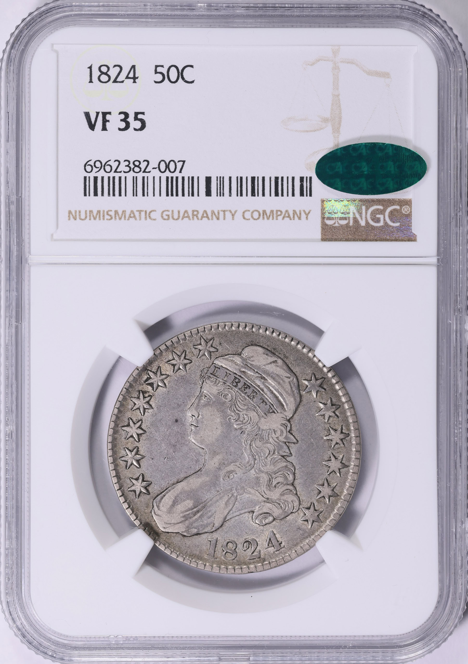 1824 Capped Bust Half Dollar NGC VF-35 (CAC Green) (Item 1899177 ...
