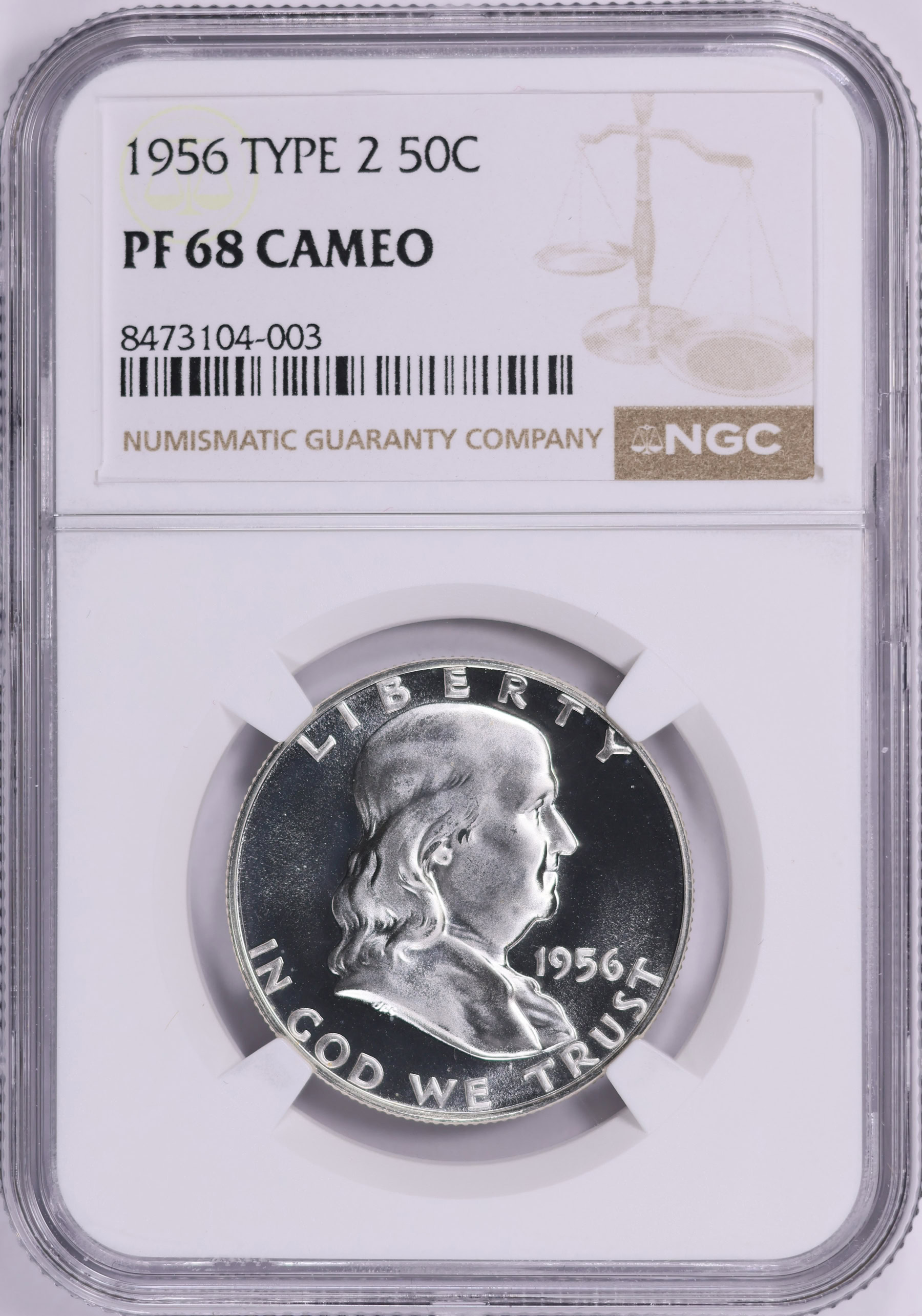 1956 Franklin Half Dollar Type 2 NGC Proof-68 CAMEO (Item 1900121) | GreatCollections Coin Auctions