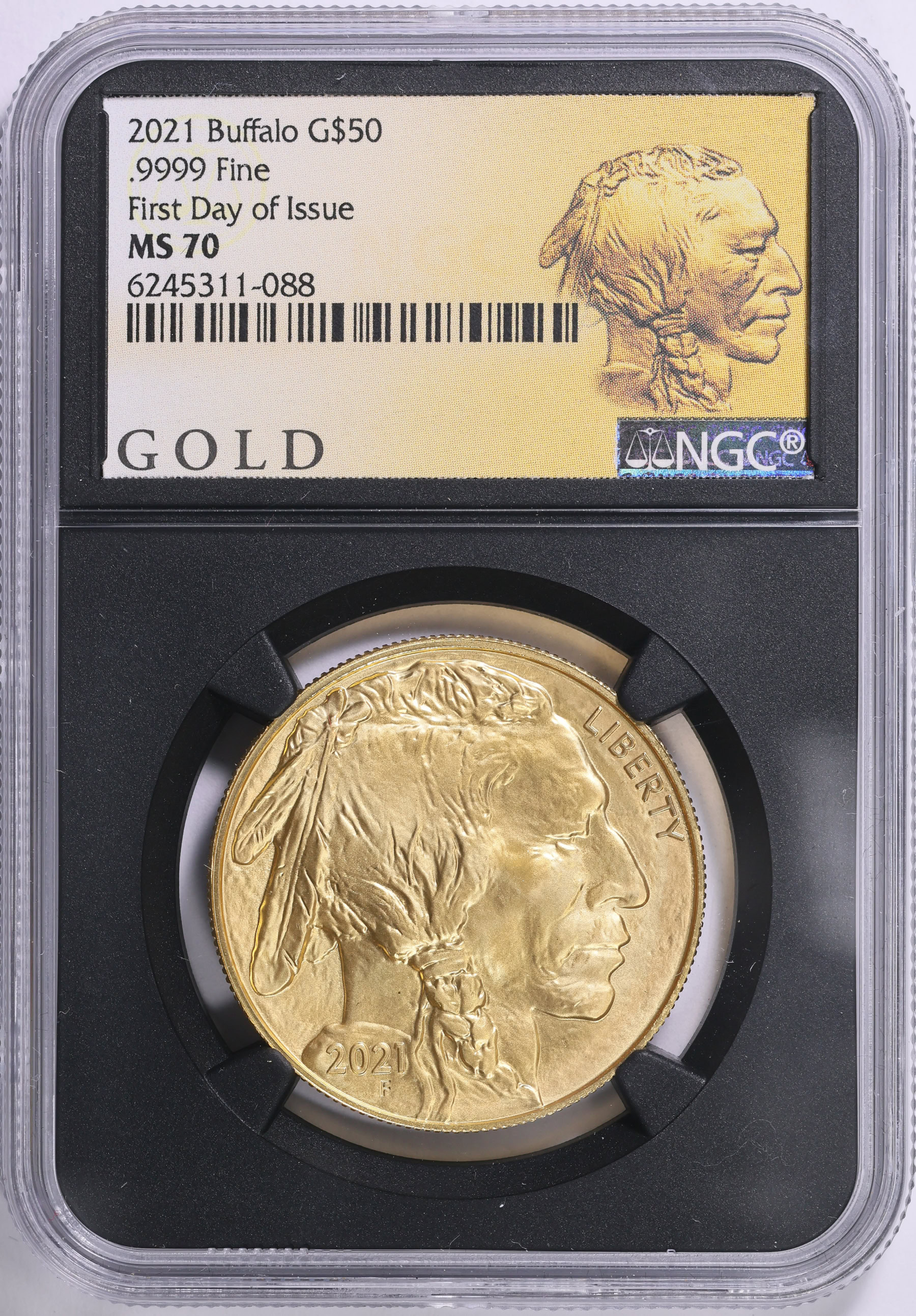 2021 $50 One-Ounce Gold American Buffalo First Day of Issue NGC MS-70 (Black Retro Holder) (Item ...