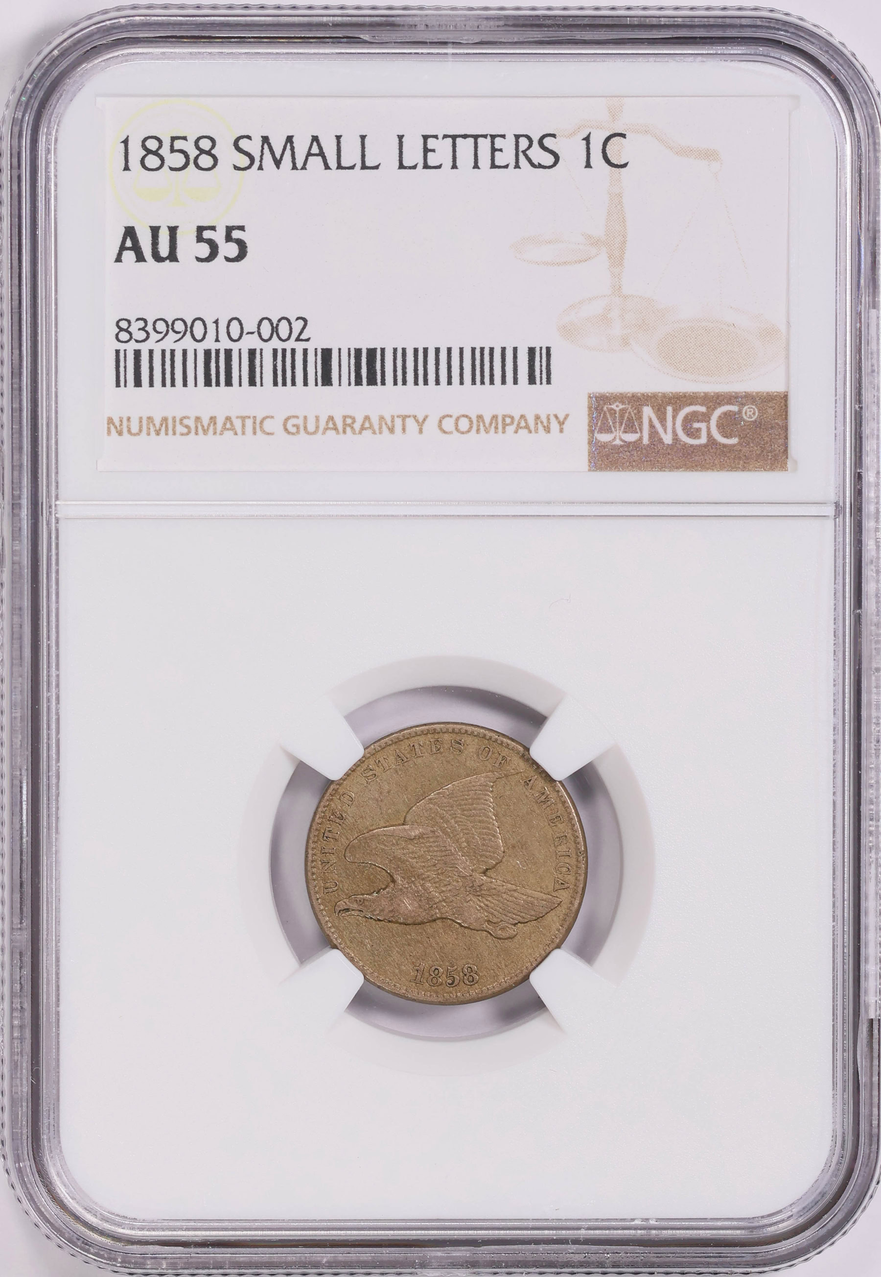 1858 Flying Eagle Cent Small Letters NGC AU-55 (Item 1900322 ...
