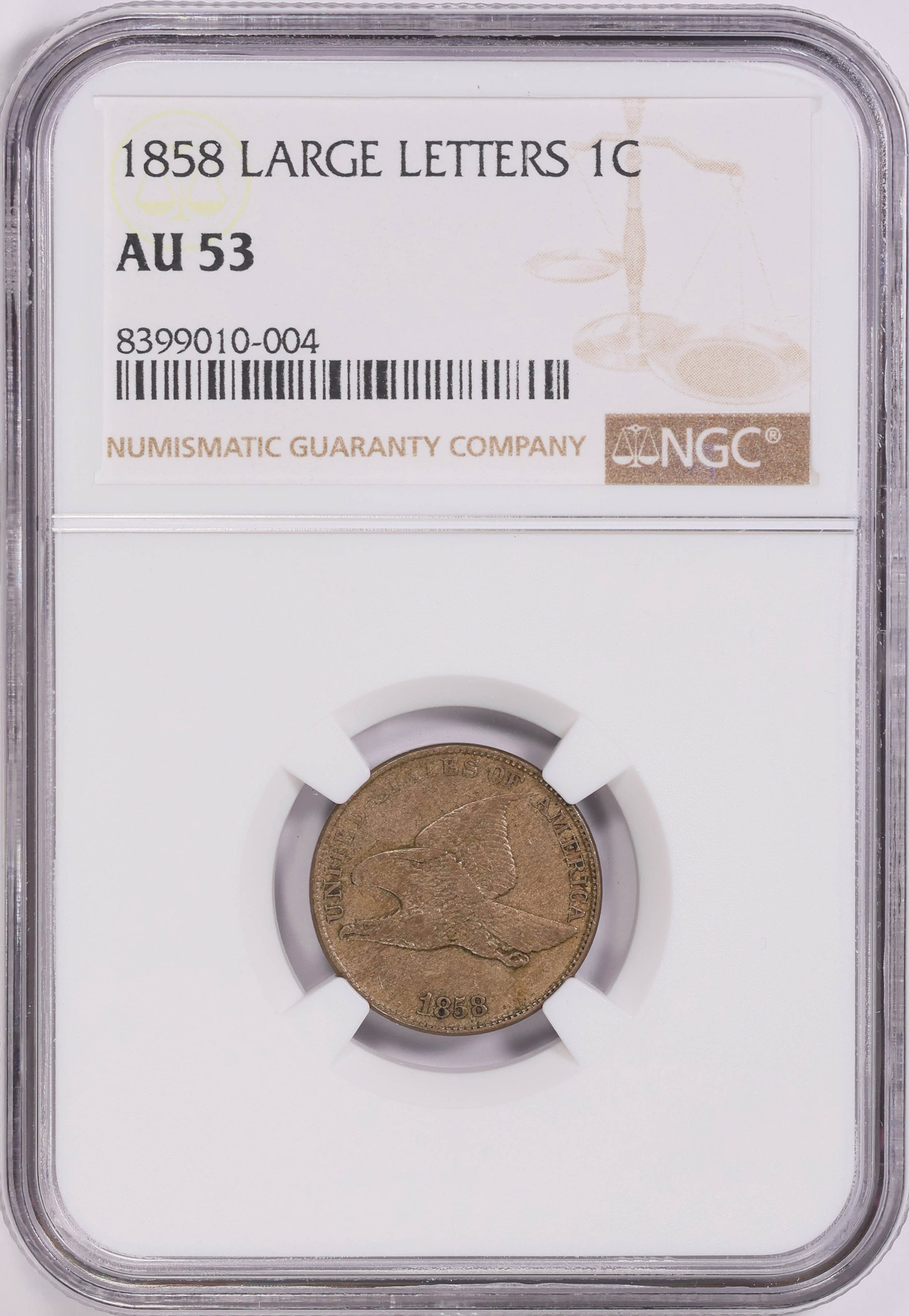 1858 Flying Eagle Cent Large Letters NGC AU-53 (Item 1900323 ...