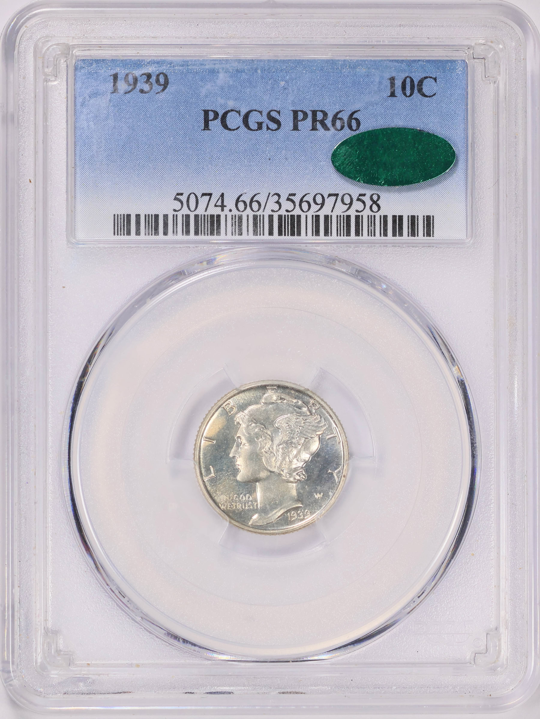 1939 Mercury Dime PCGS Proof-66 (CAC Green) (Item 1900417) | GreatCollections Coin Auctions