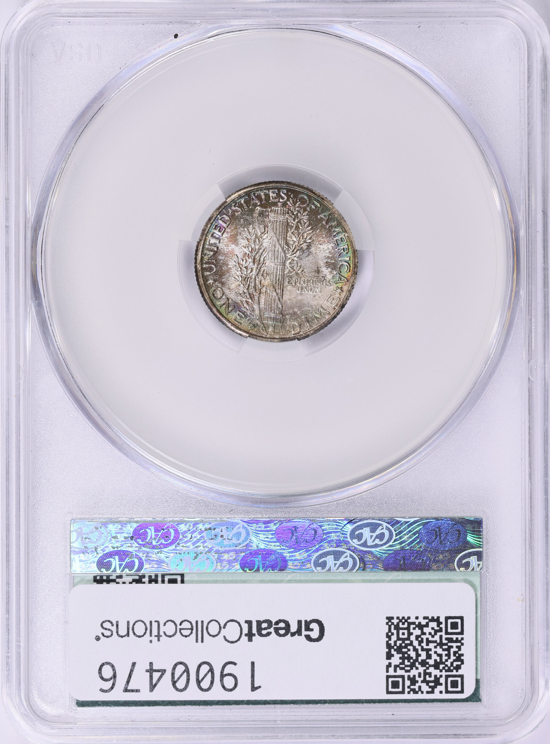 1942-D Mercury Dime CACG MS-67+ FB (Toned) (Item 1900476) | GreatCollections Coin Auctions