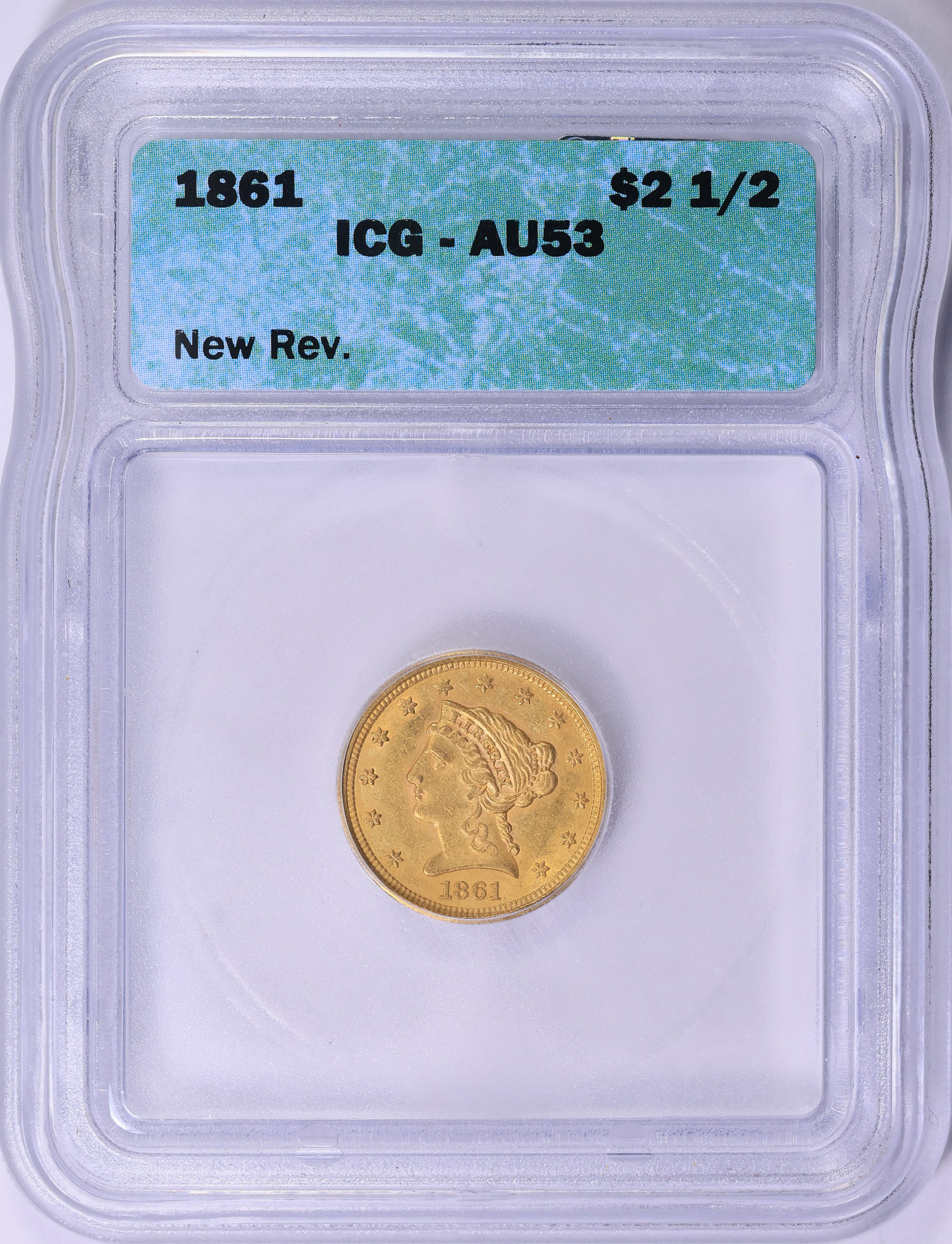 1861 Liberty Gold Quarter Eagle New Reverse ICG AU-53 (Item 1900500) | GreatCollections Coin ...