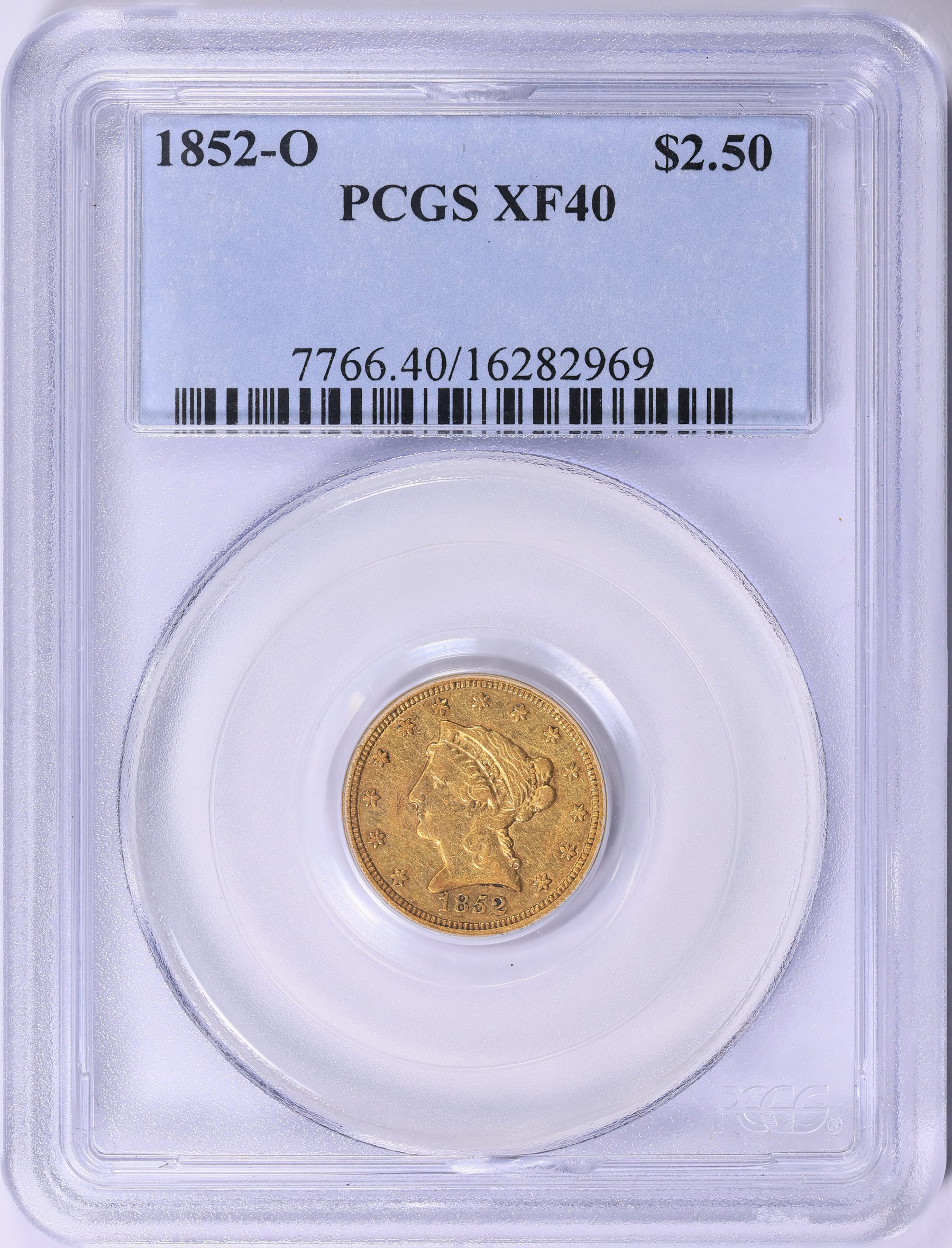 1852-O Liberty Gold Quarter Eagle PCGS XF-40 (Item 1900504) | GreatCollections Coin Auctions