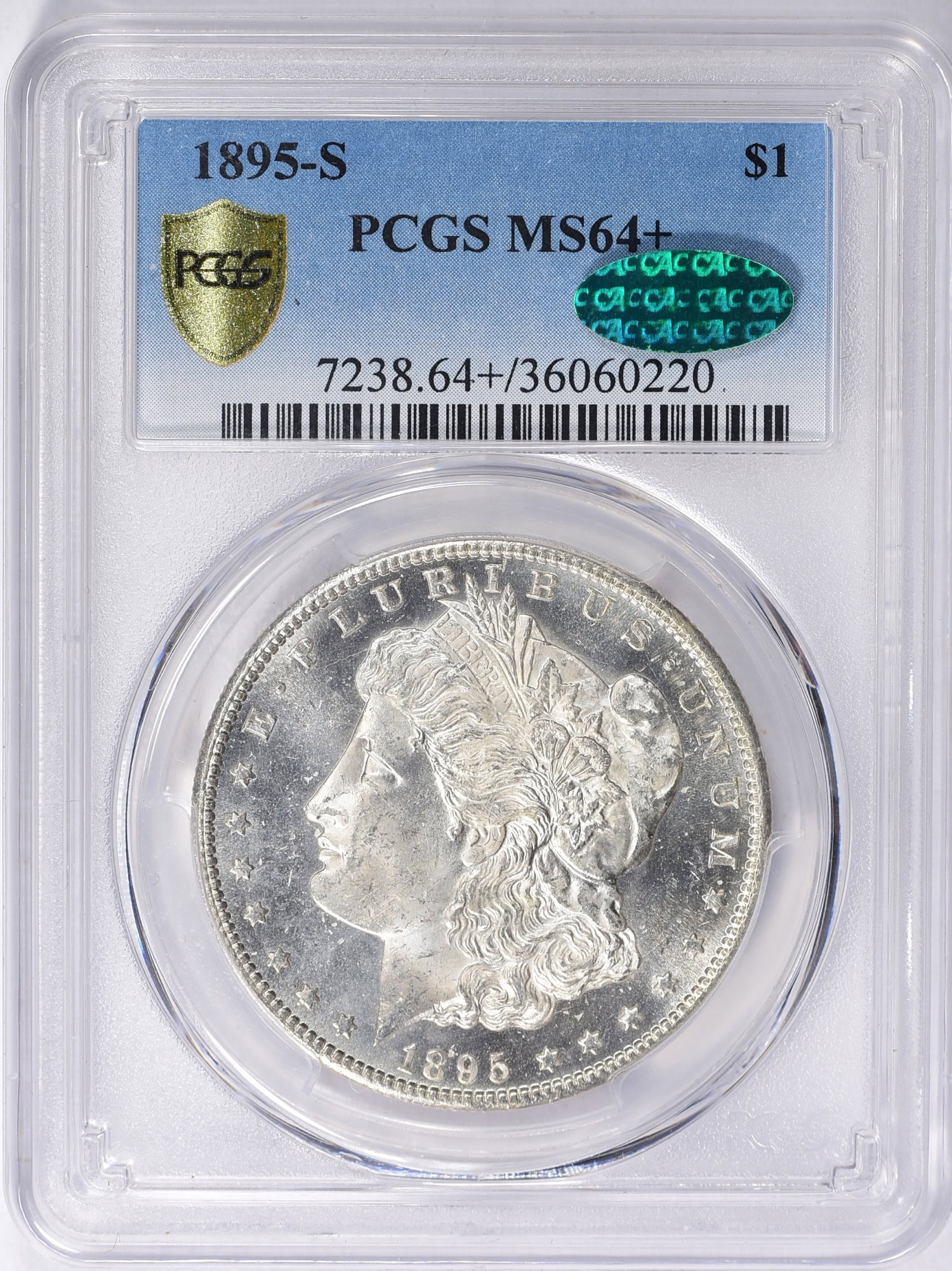 1895-S Morgan Silver Dollar PCGS MS-64+ (CAC Green) (Item 1900518) | GreatCollections Coin Auctions
