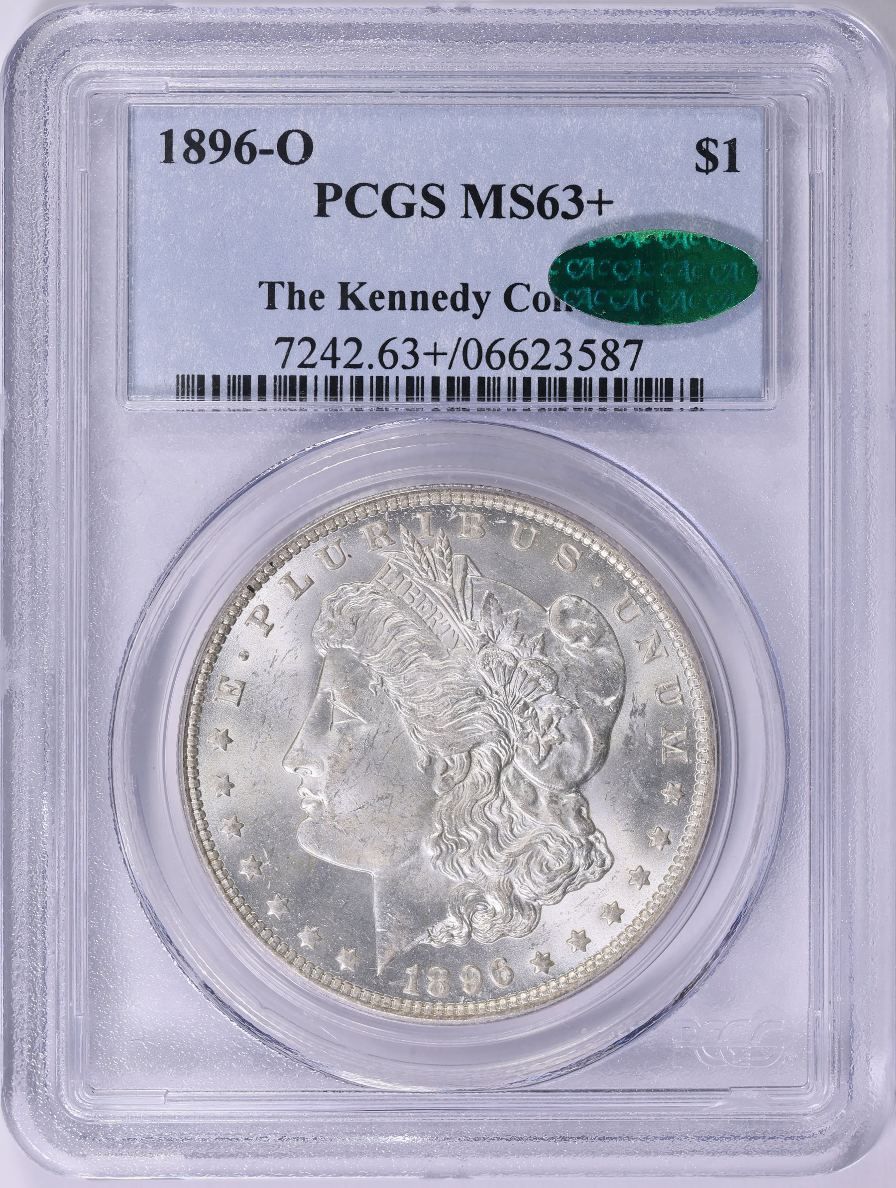 1896-O Morgan Silver Dollar PCGS MS-63+ (CAC Green) (The Kennedy Collection) (Item 1900520 ...
