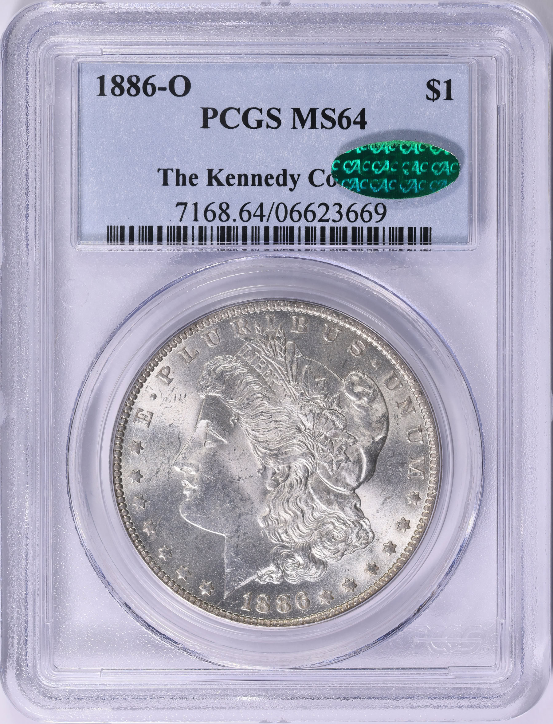1886-O Morgan Silver Dollar PCGS MS-64 (CAC Green) (The Kennedy Collection) (Item 1900698 ...