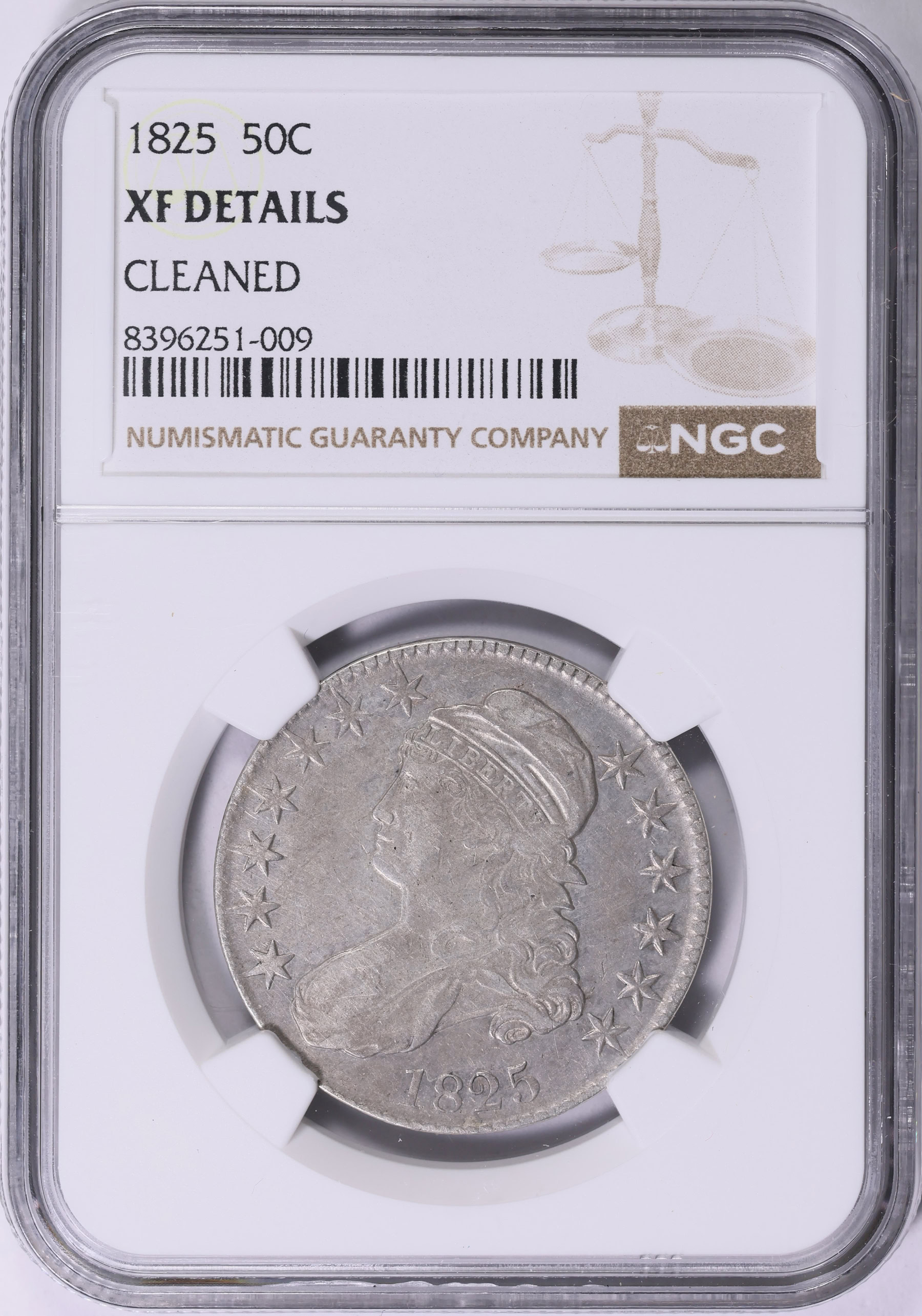 1825 Capped Bust Half Dollar NGC XF Details (Item 1900707) | GreatCollections Coin Auctions