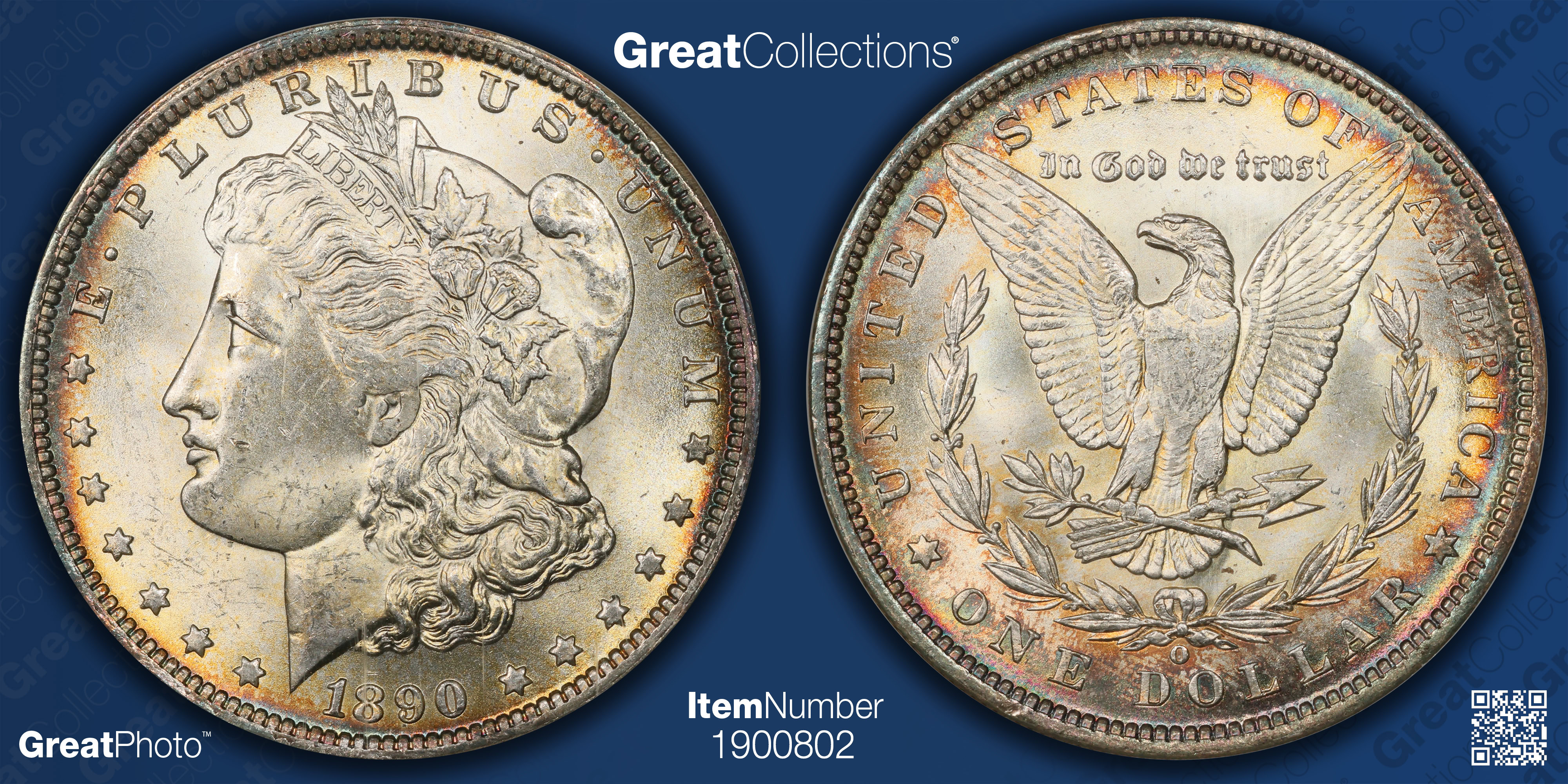 1890-O Morgan Silver Dollar NGC MS-63 (CAC Green) OH (Toned) (Item ...