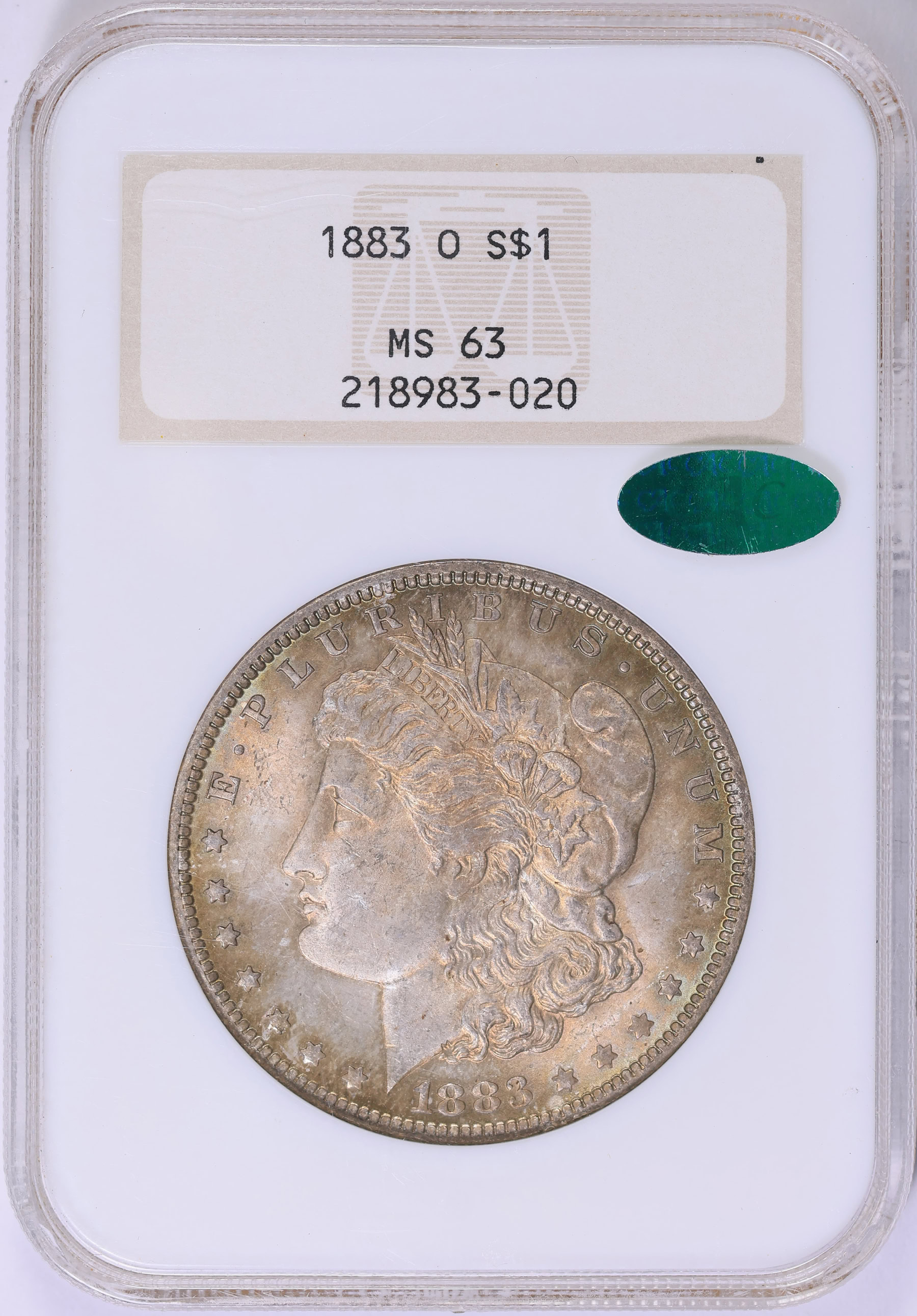 1883-O Morgan Silver Dollar NGC MS-63 (CAC Green) OH (Toned) (Item 1900803) | GreatCollections ...