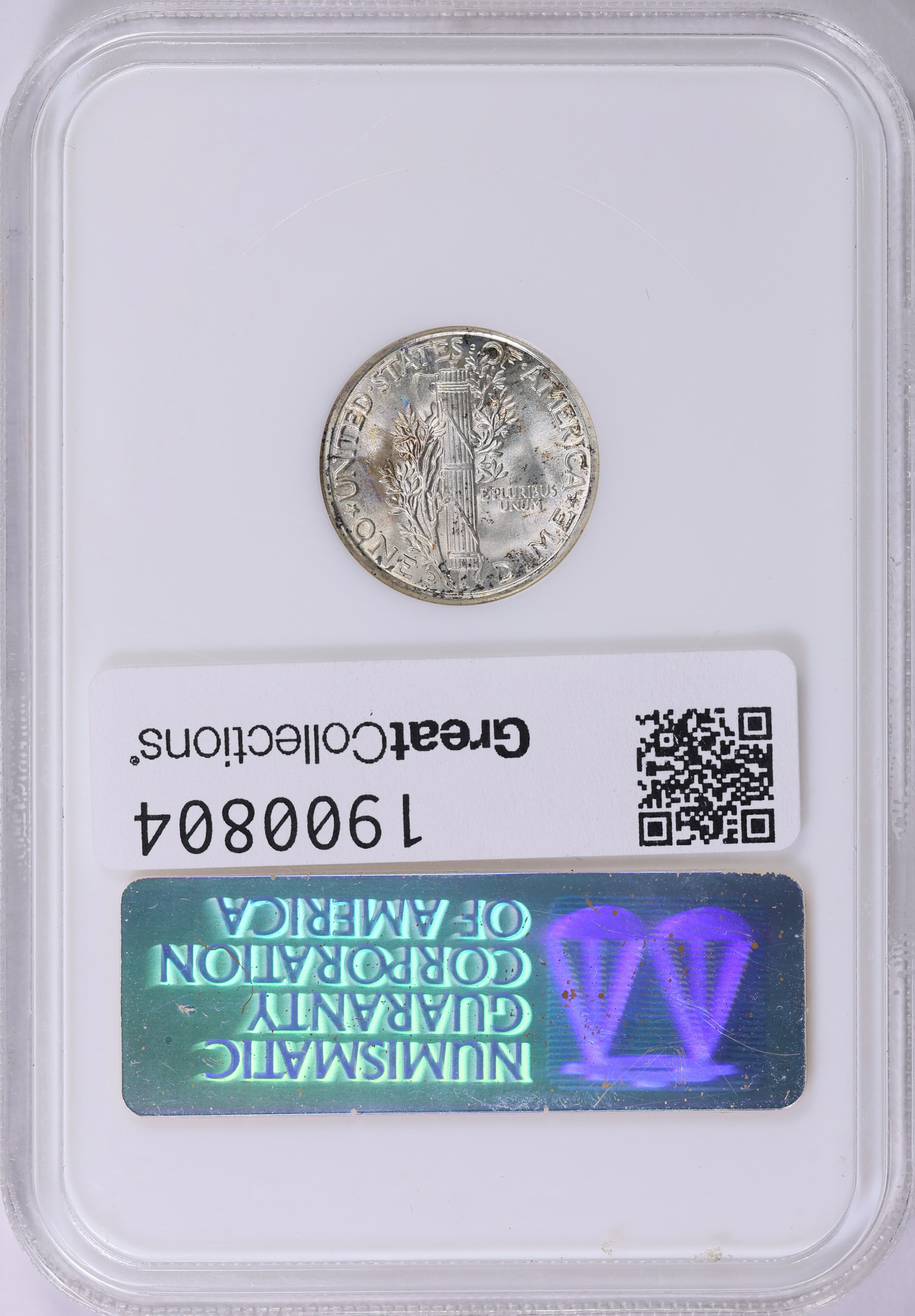 1939-D Mercury Dime NGC MS-66 (CAC Green) OH (Toned) (Item 1900804) | GreatCollections Coin Auctions