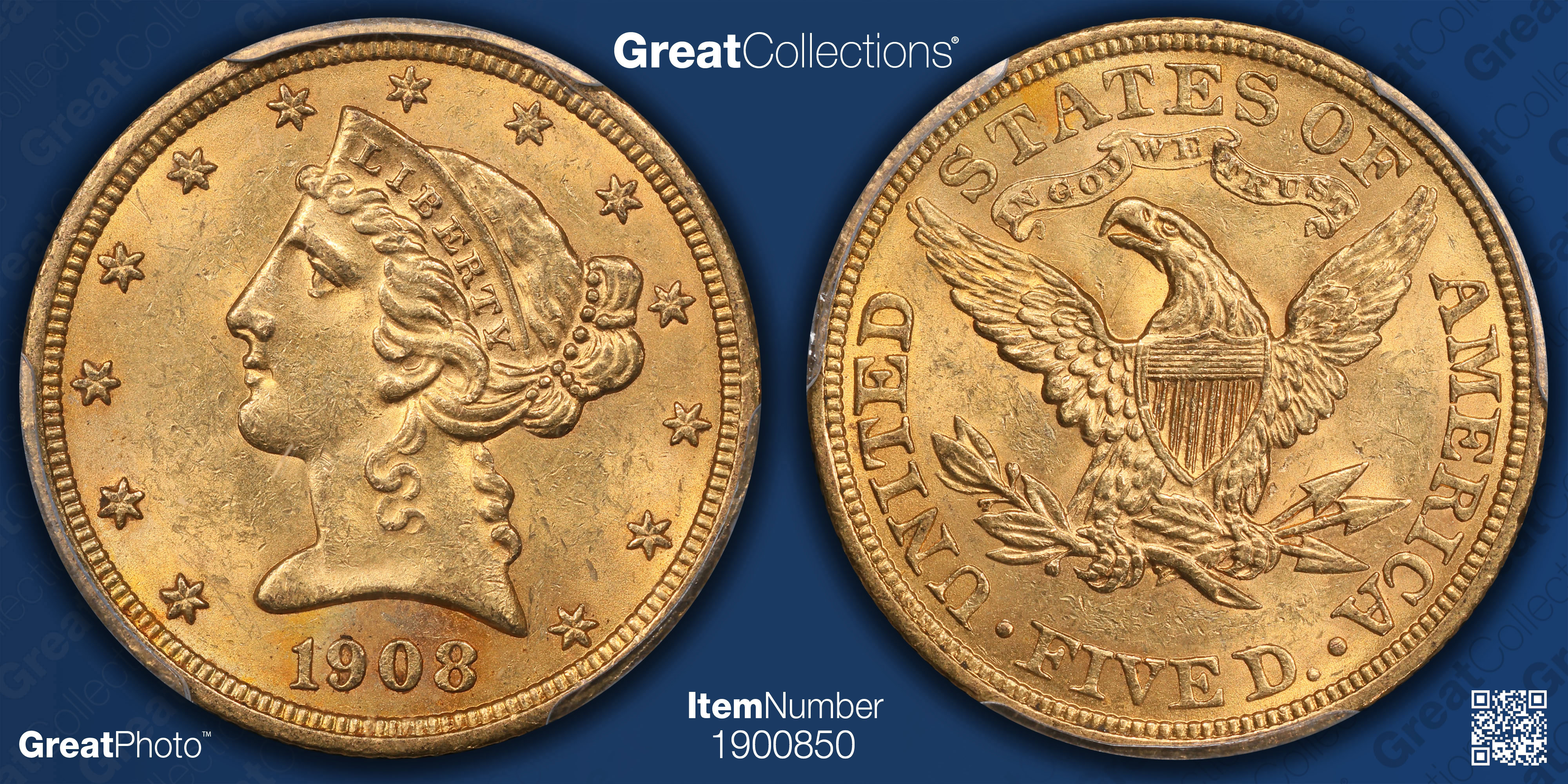 1908 Liberty Gold Half Eagle PCGS MS-63 (Item 1900850 ...