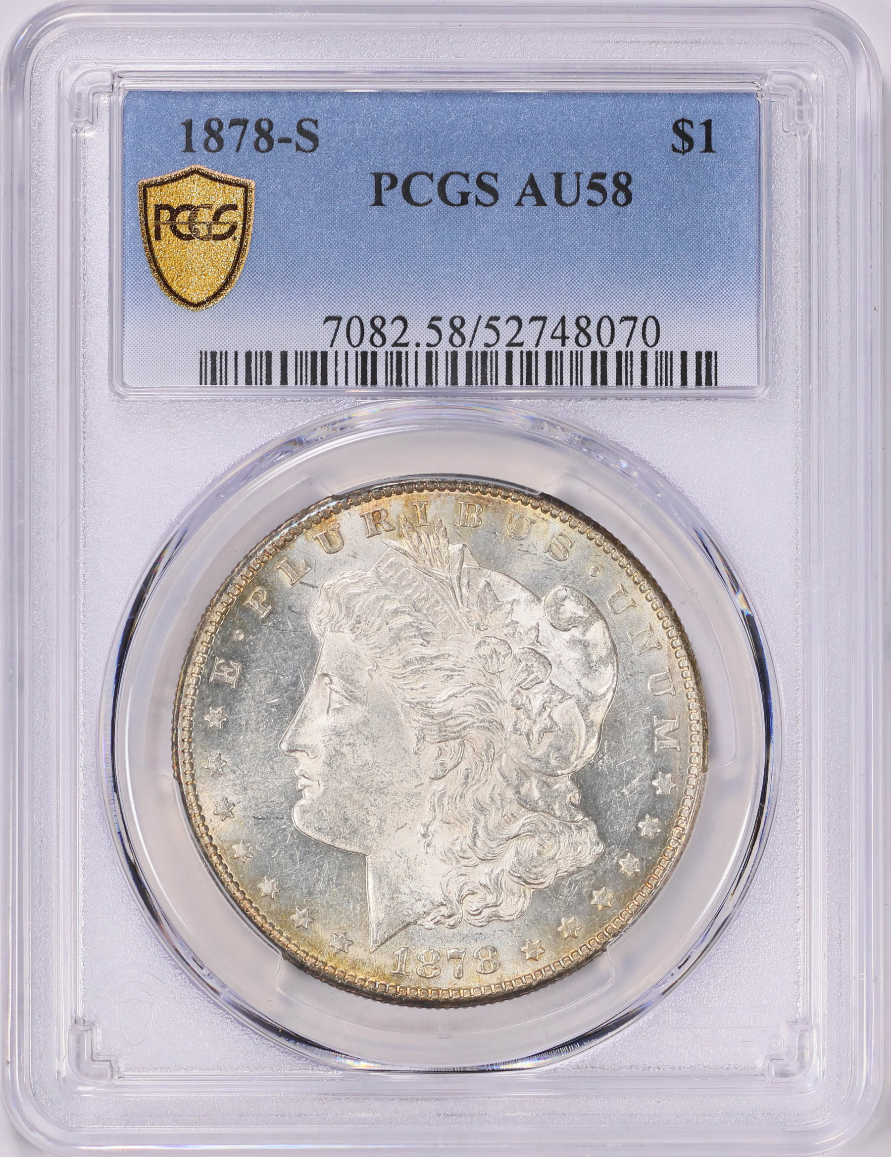 1878-S Morgan Silver Dollar PCGS AU-58 (Toned) (Item 1900959) | GreatCollections Coin Auctions