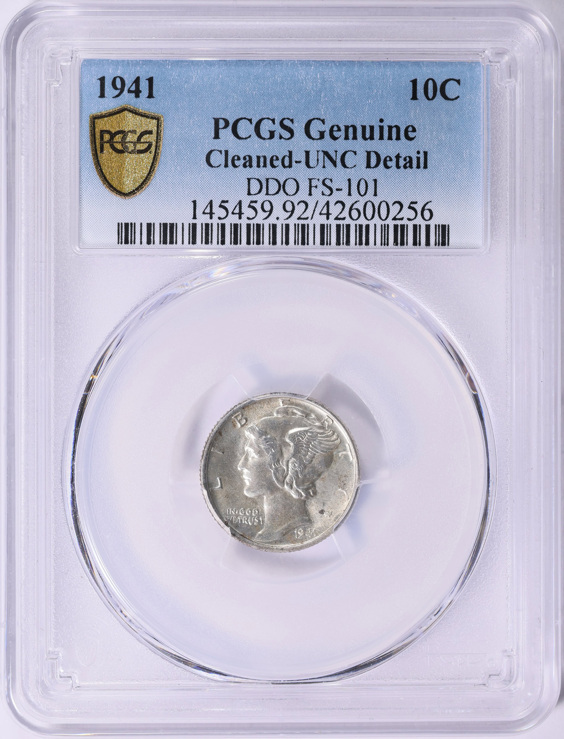 1941 Mercury Dime Doubled Die Obverse FS-101 PCGS Genuine Unc Details (Item 1901071 ...