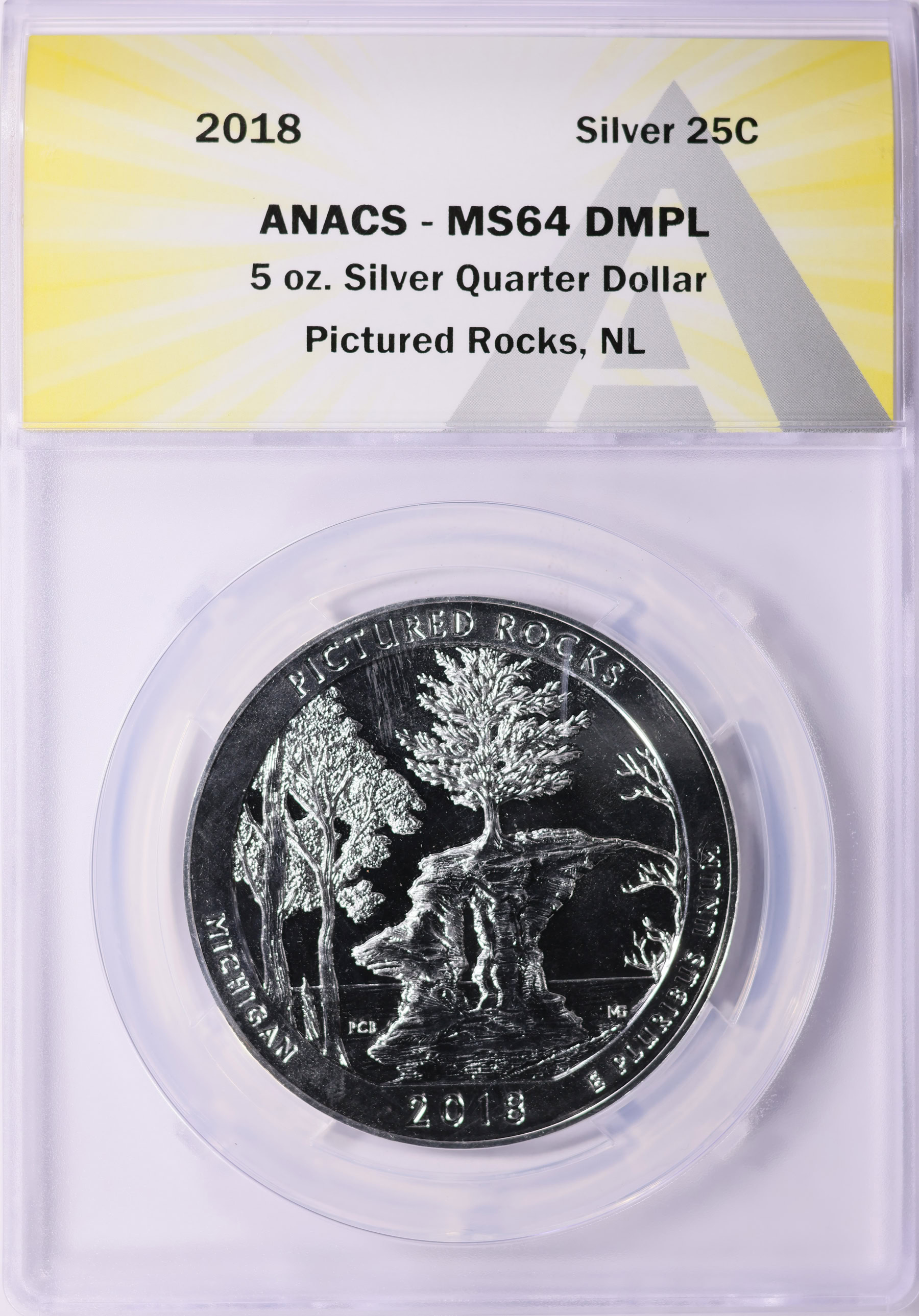 2018 America the Beautiful 5 oz. Silver Quarter Pictured Rocks NP ANACS ...