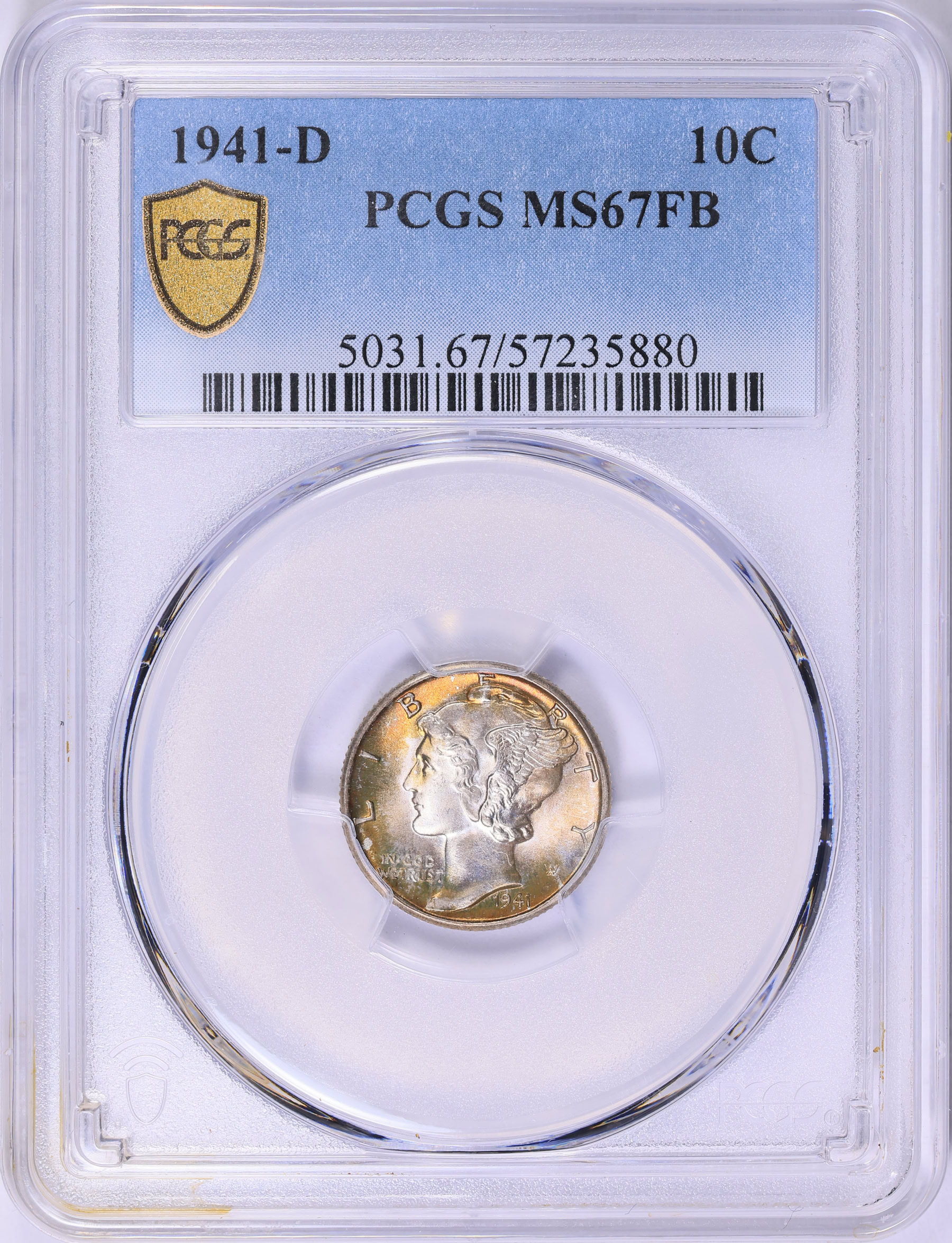 1941-D Mercury Dime PCGS MS-67 FB (Toned) (Item 1901151) | GreatCollections Coin Auctions