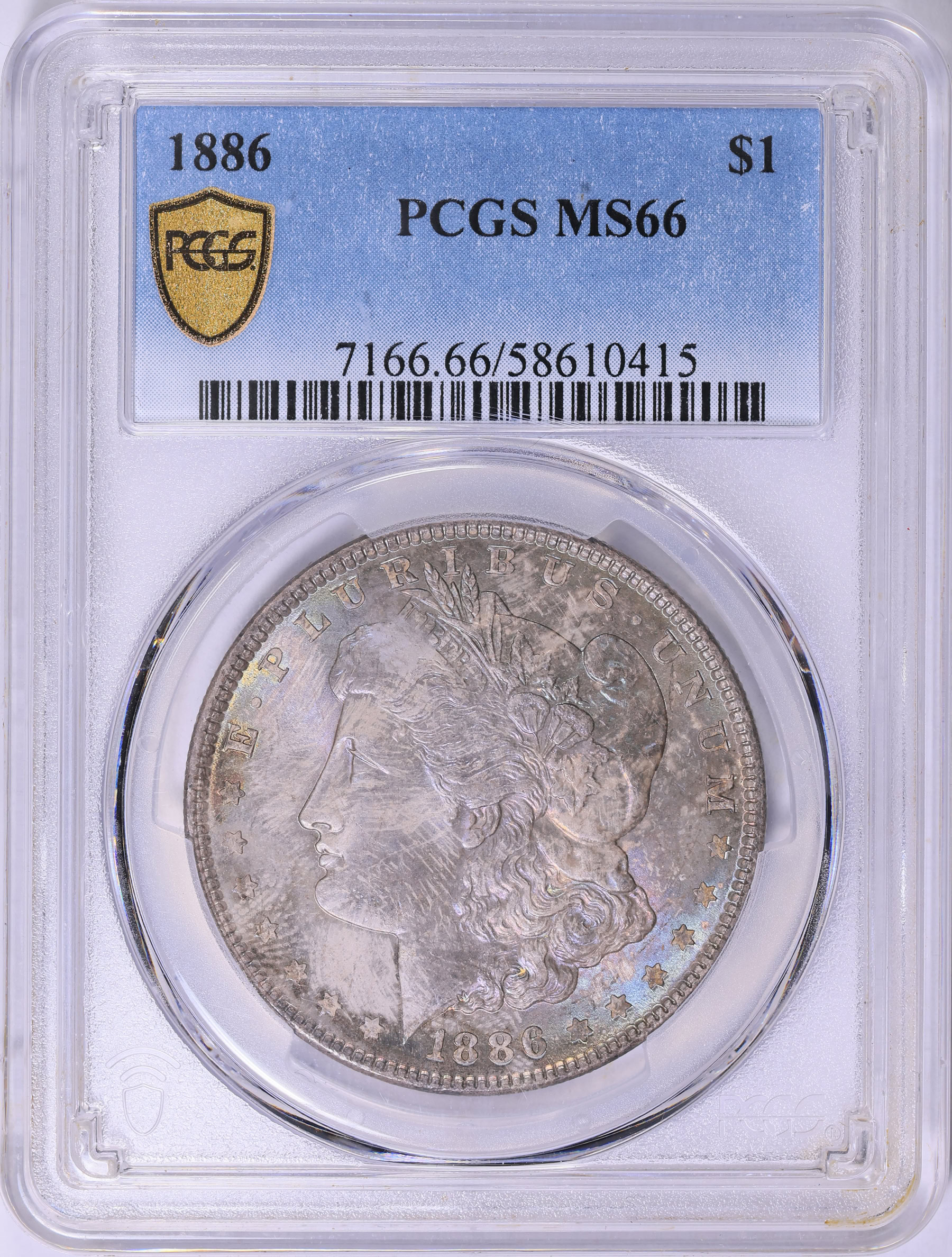 1886 Morgan Silver Dollar PCGS MS-66 (Toned) (Item 1901190) | GreatCollections Coin Auctions