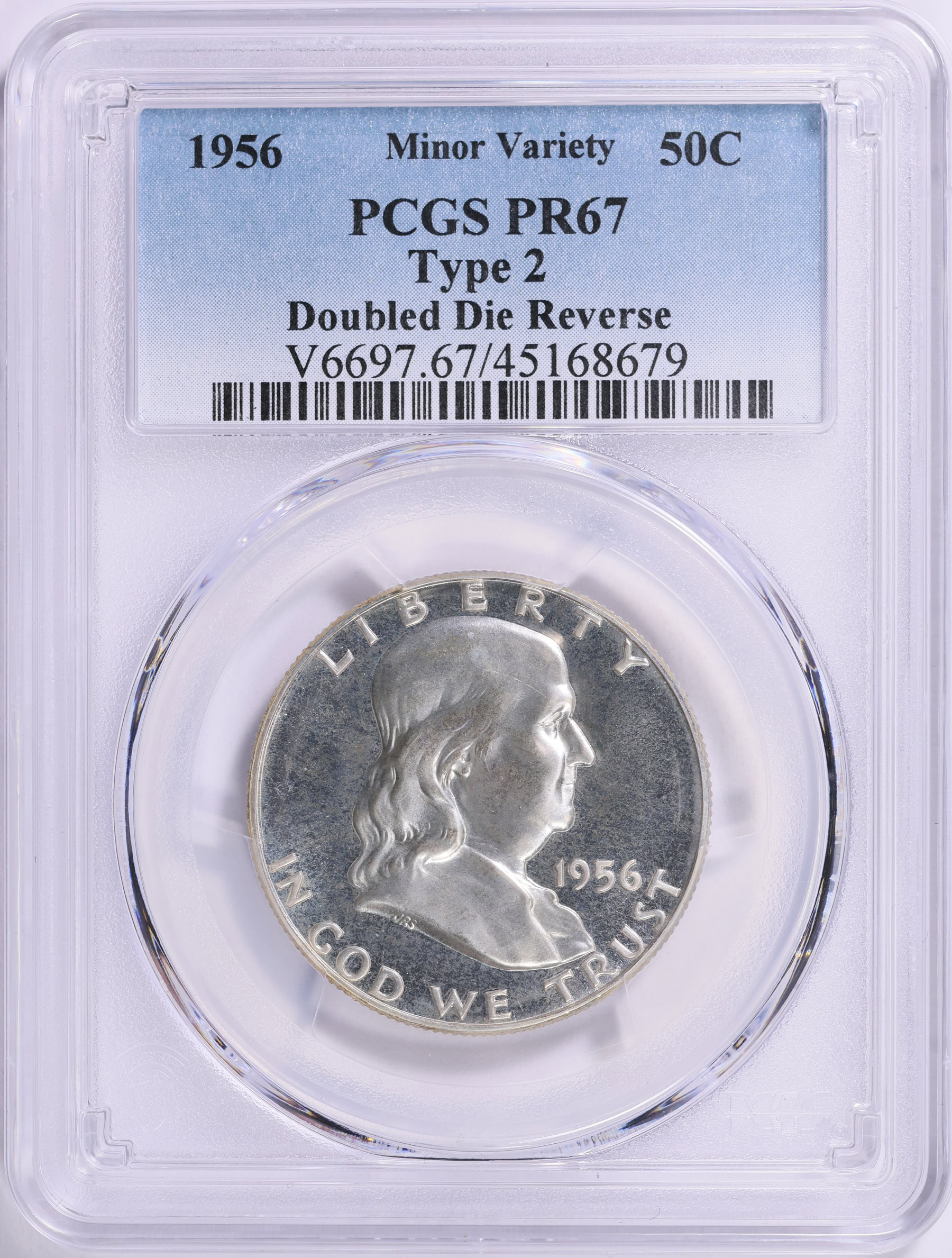 1956 Franklin Half Dollar Type 2 Doubled Die Reverse PCGS Proof-67 ...
