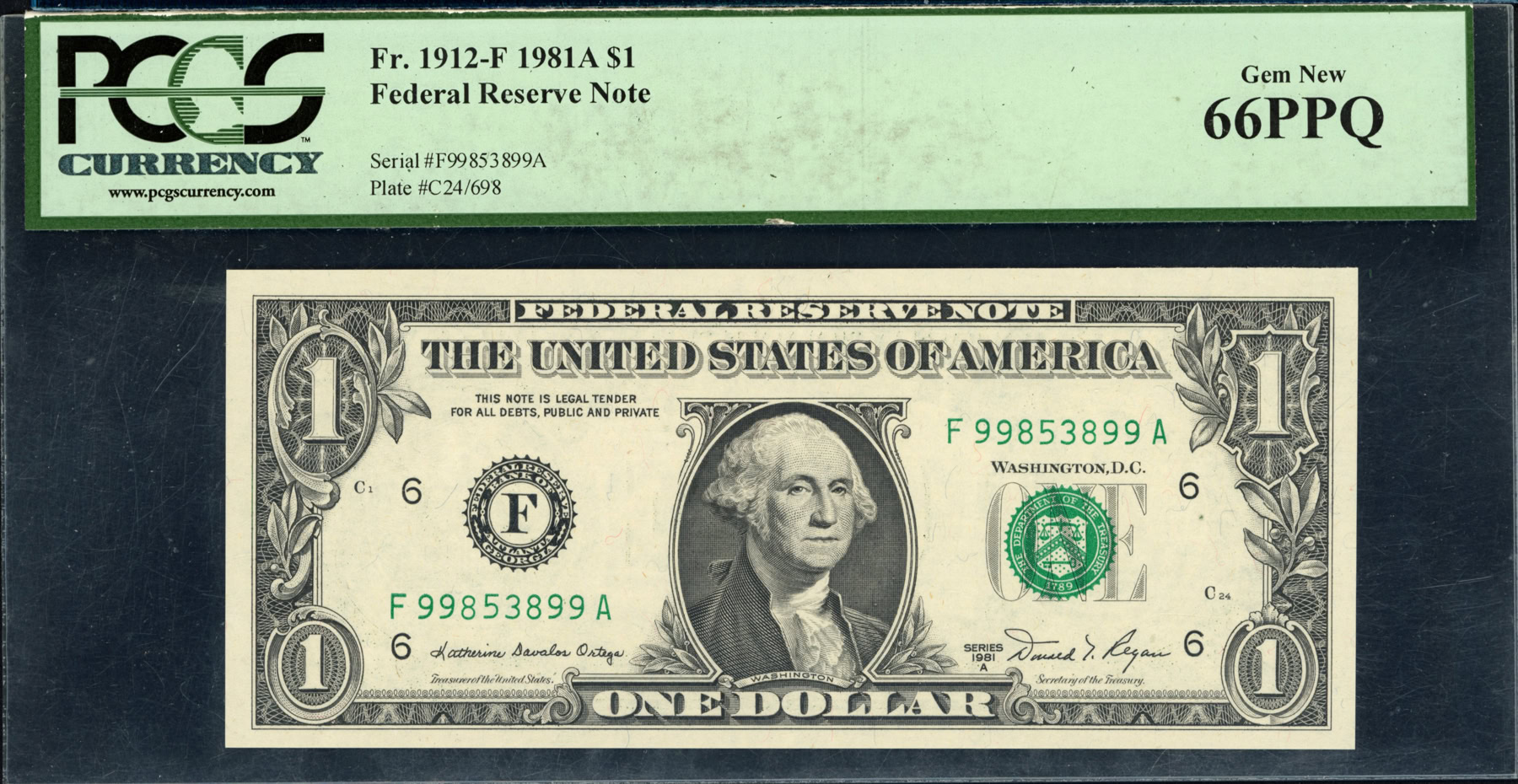 Fr. 1912-Fm (FA Block) 1981A $1 Atlanta Federal Reserve Mule Note ...