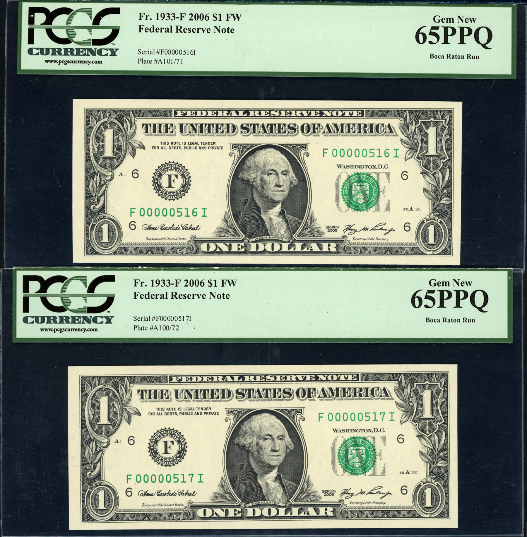 Fr. 1933-F (FI Block) 2006 $1 Atlanta Federal Reserve Notes *Sequential ...