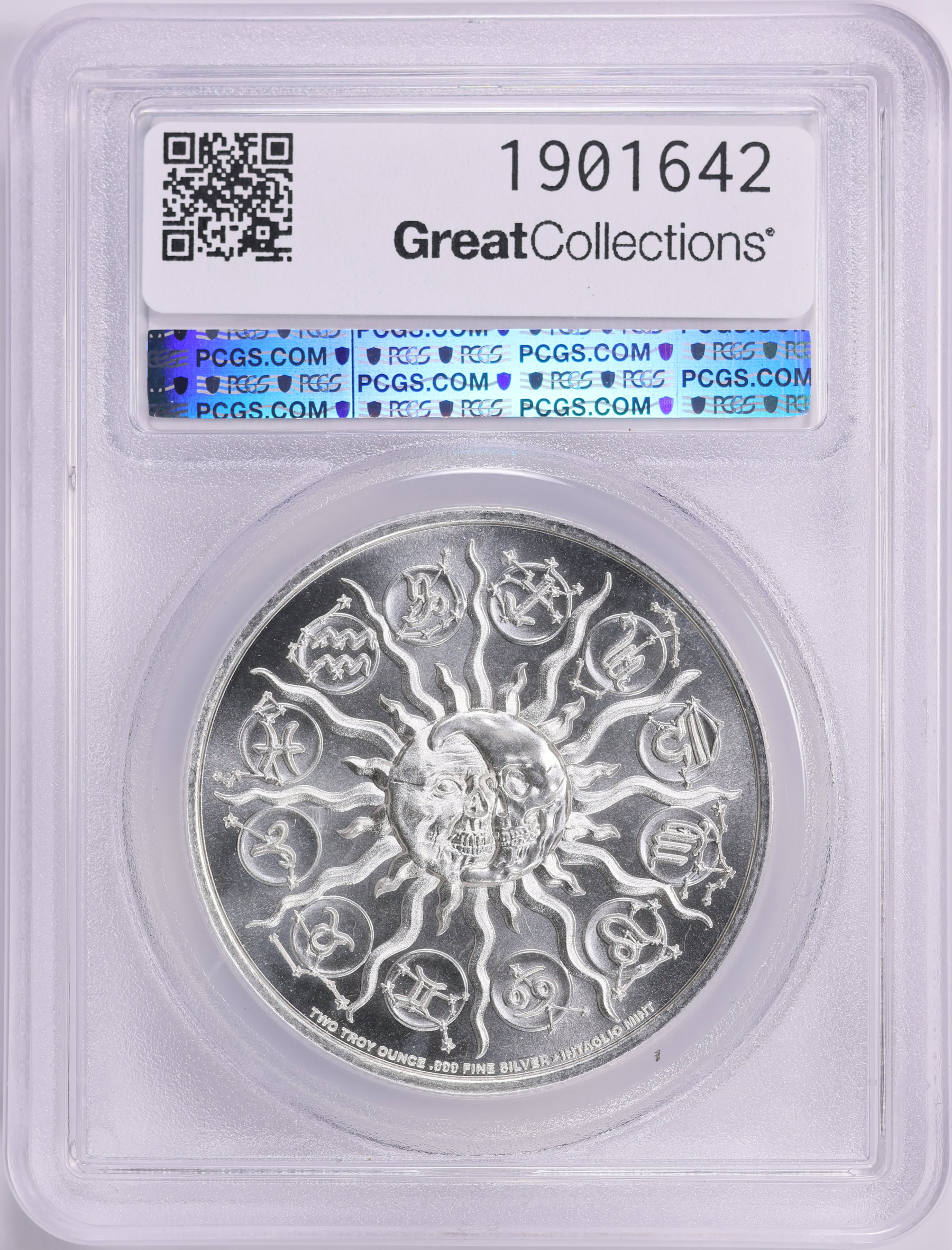ND Silver 2oz Intaglio Mint Zodiac Signs, Libra Round PCGS MS-69 (ASW ...