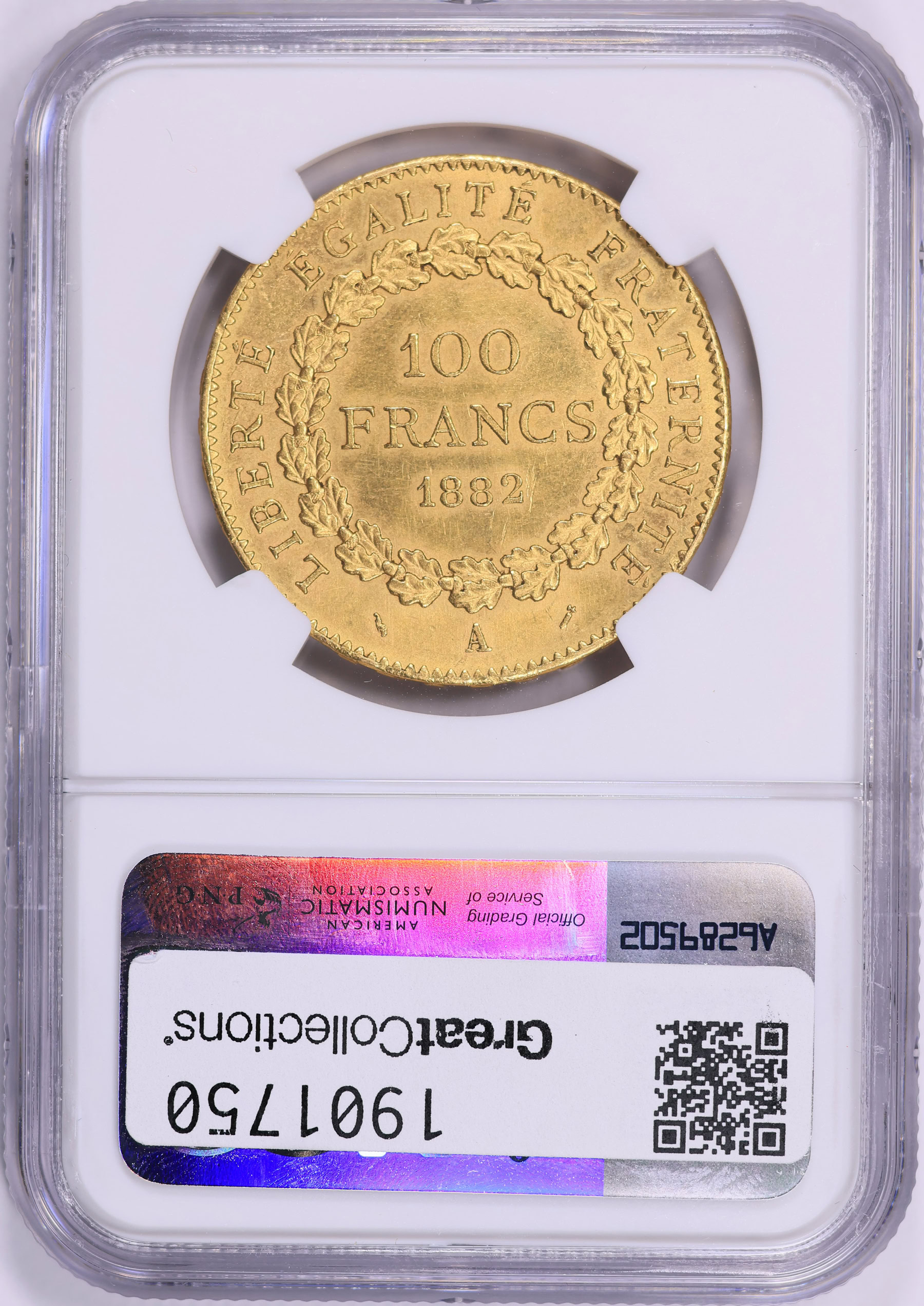 France 1882-A Gold 100 Francs KM-832 NGC MS-62 (AGW = 0.9334 oz.) (Item ...
