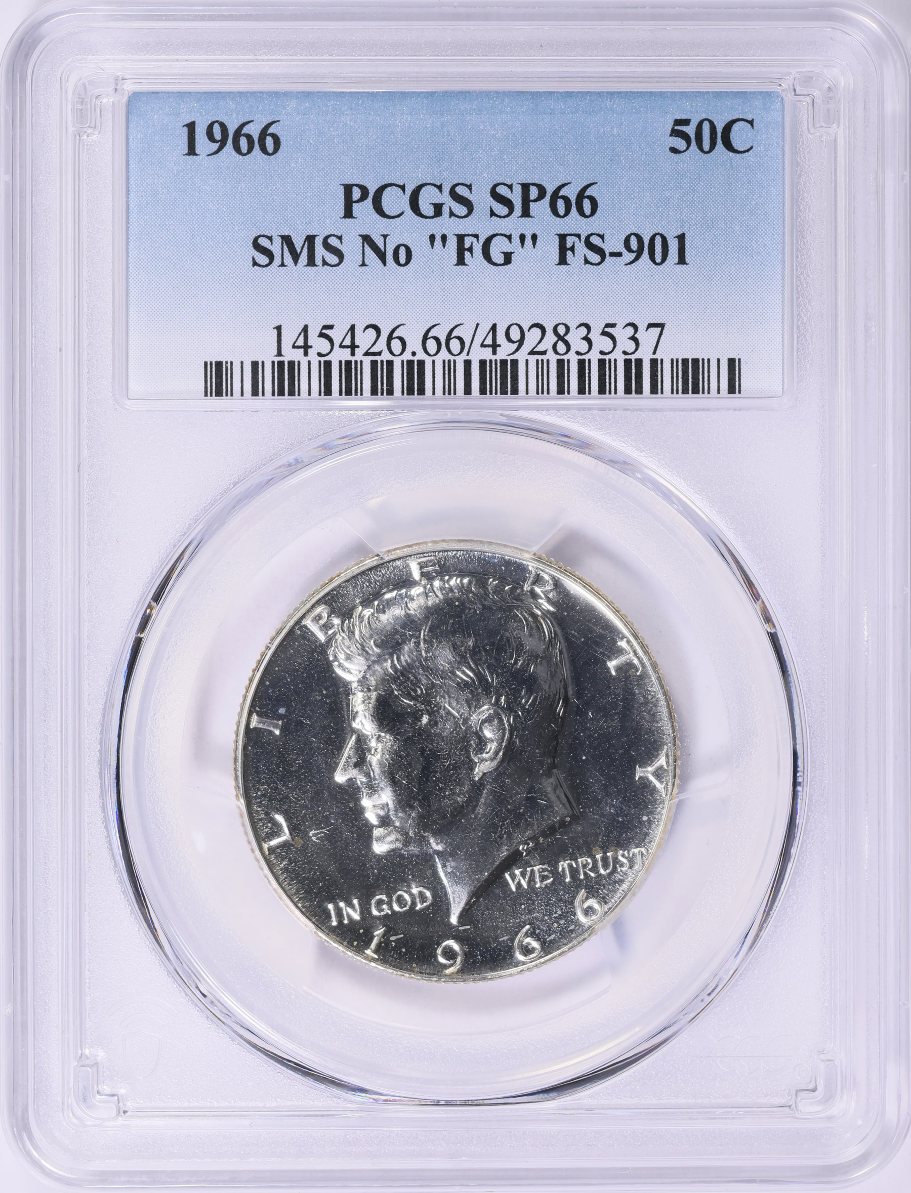 1966 Kennedy Half Dollar SMS No "FG" FS-901 PCGS SP-66 (Item 1901790 ...