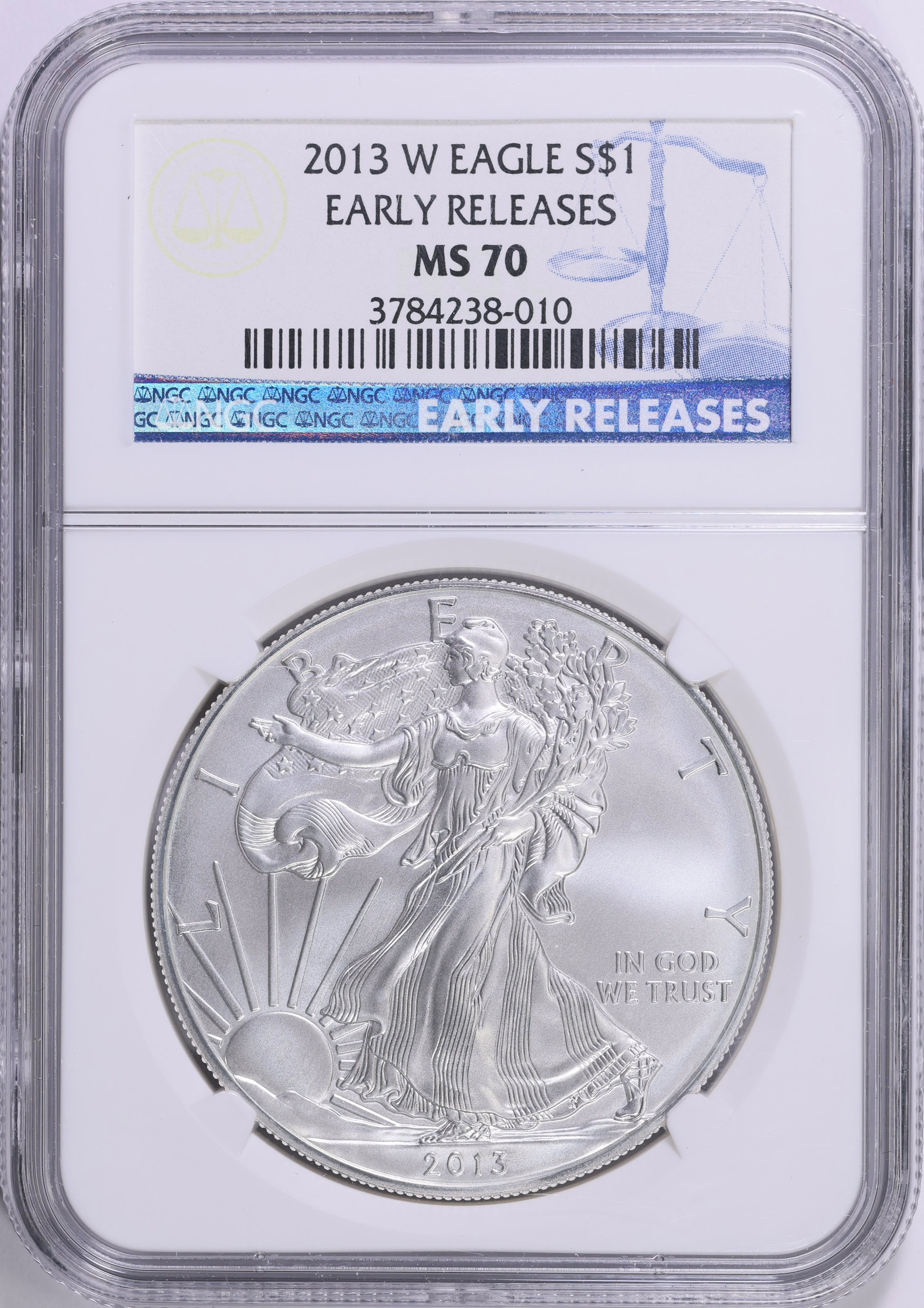2013-W $1 Silver Eagle Burnished Early Releases NGC MS-70 (Item 1901839) | GreatCollections Coin ...