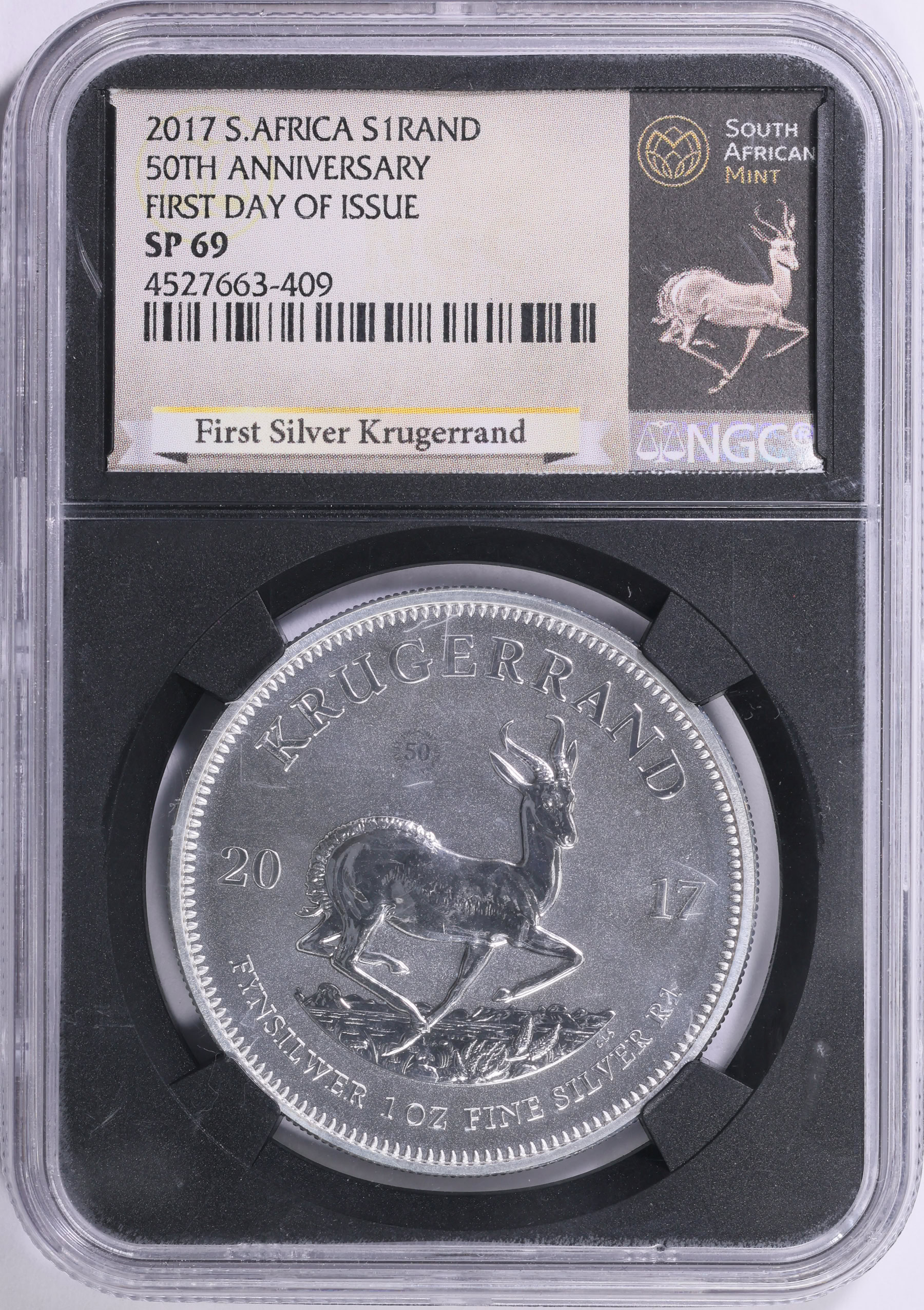 South Africa 2017 Silver 1 Rand 50th Anniversary Krugerrand KM-637 ...