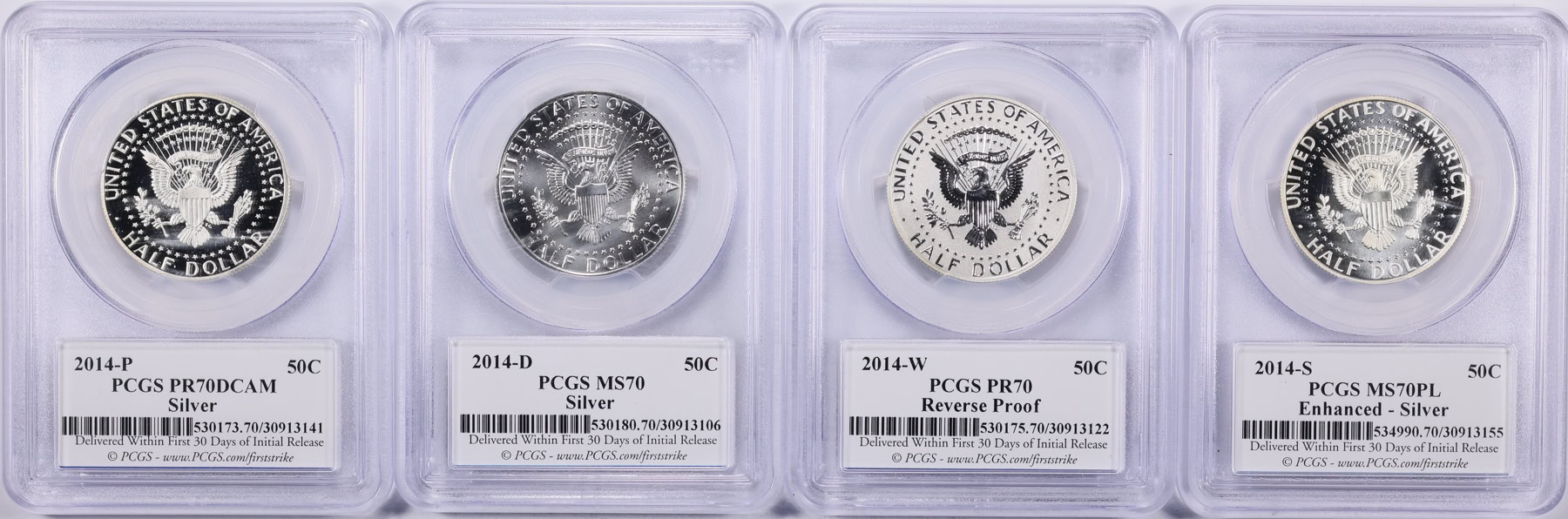 2014 Kennedy Half Dollar Silver. Set First Strike 50th Anniversary PCGS ...