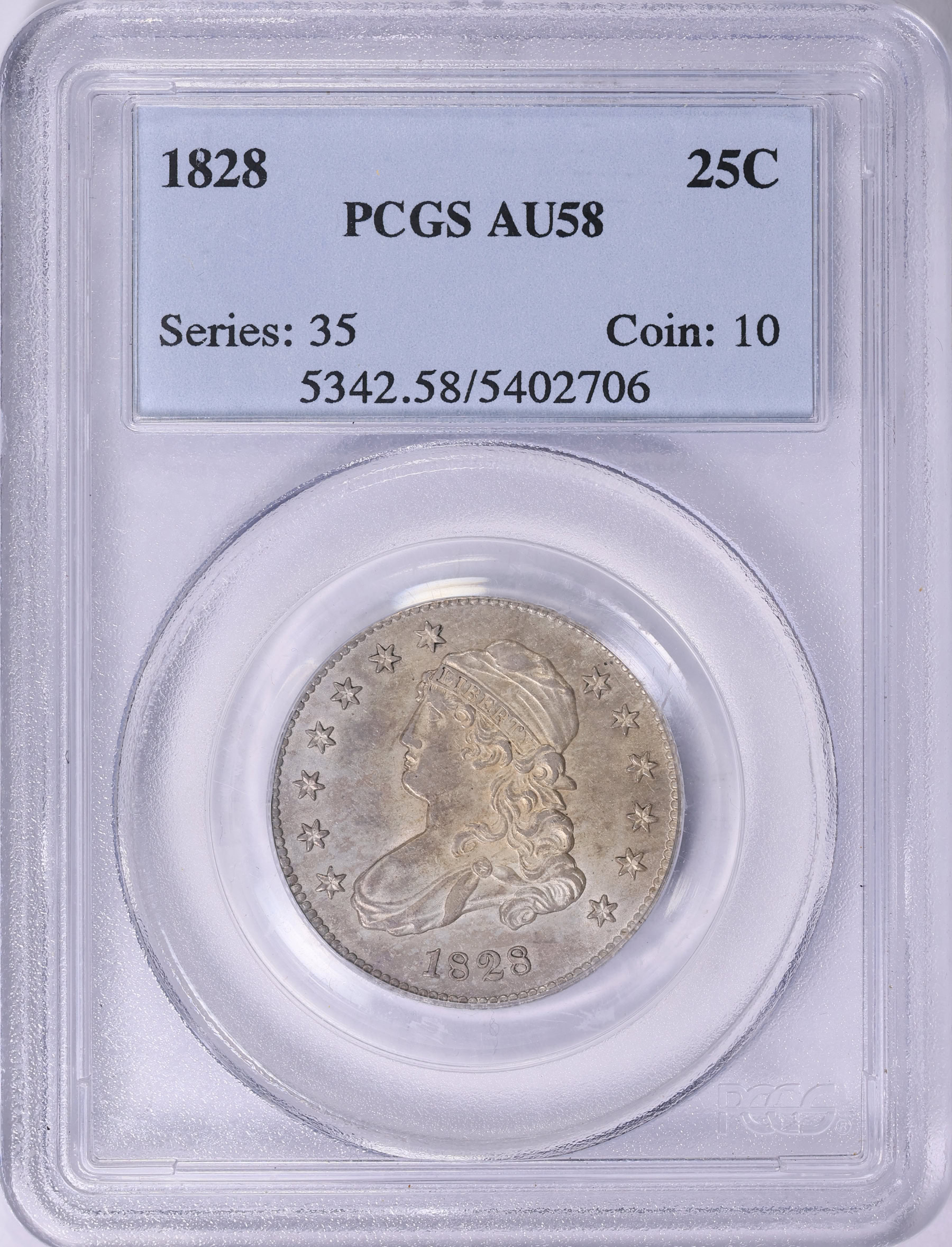 1828 Capped Bust Quarter PCGS AU-58 (Item 1902258) | GreatCollections Coin Auctions