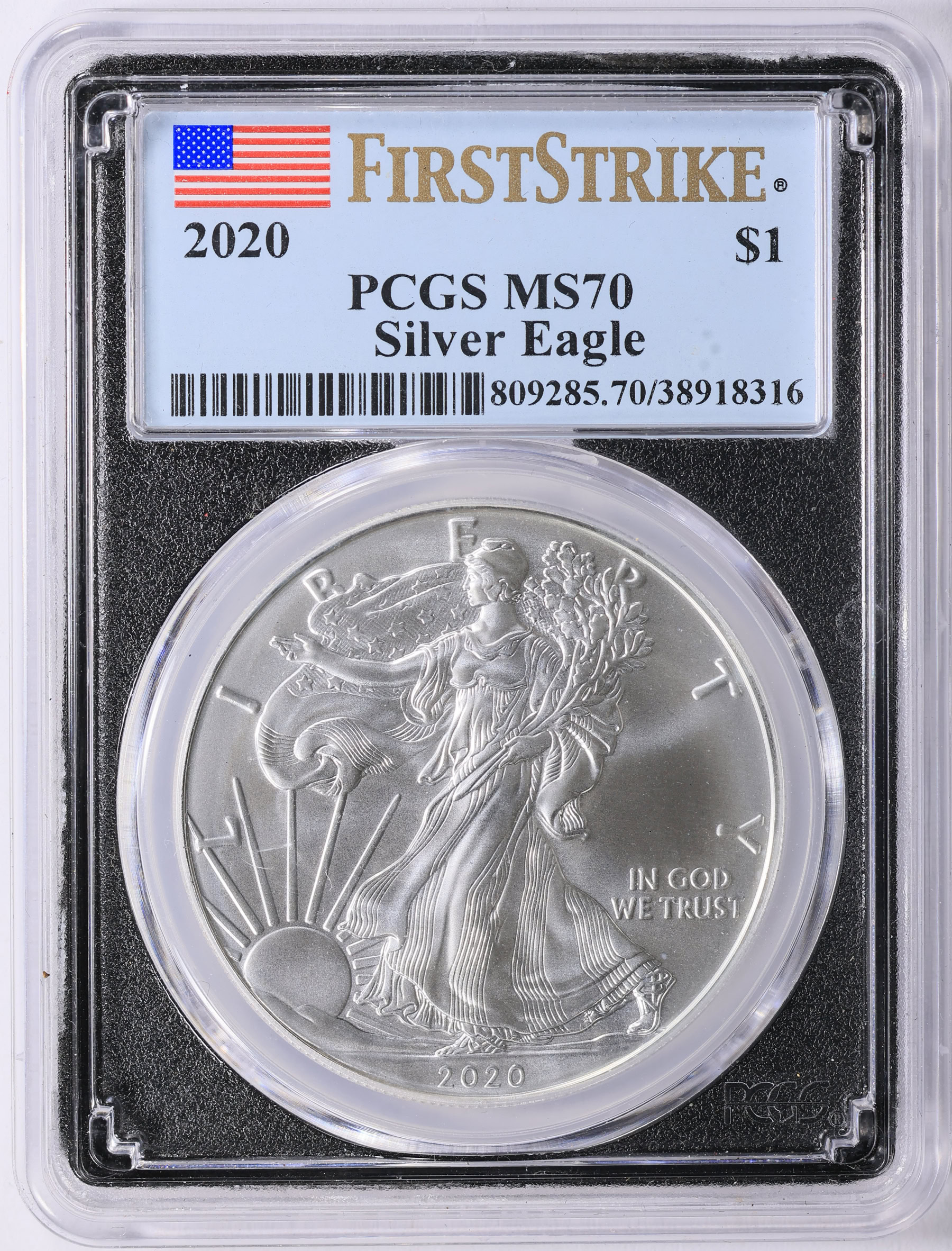 2020 $1 Silver Eagle First Strike PCGS MS-70 (Black Frame Holder) (Item ...