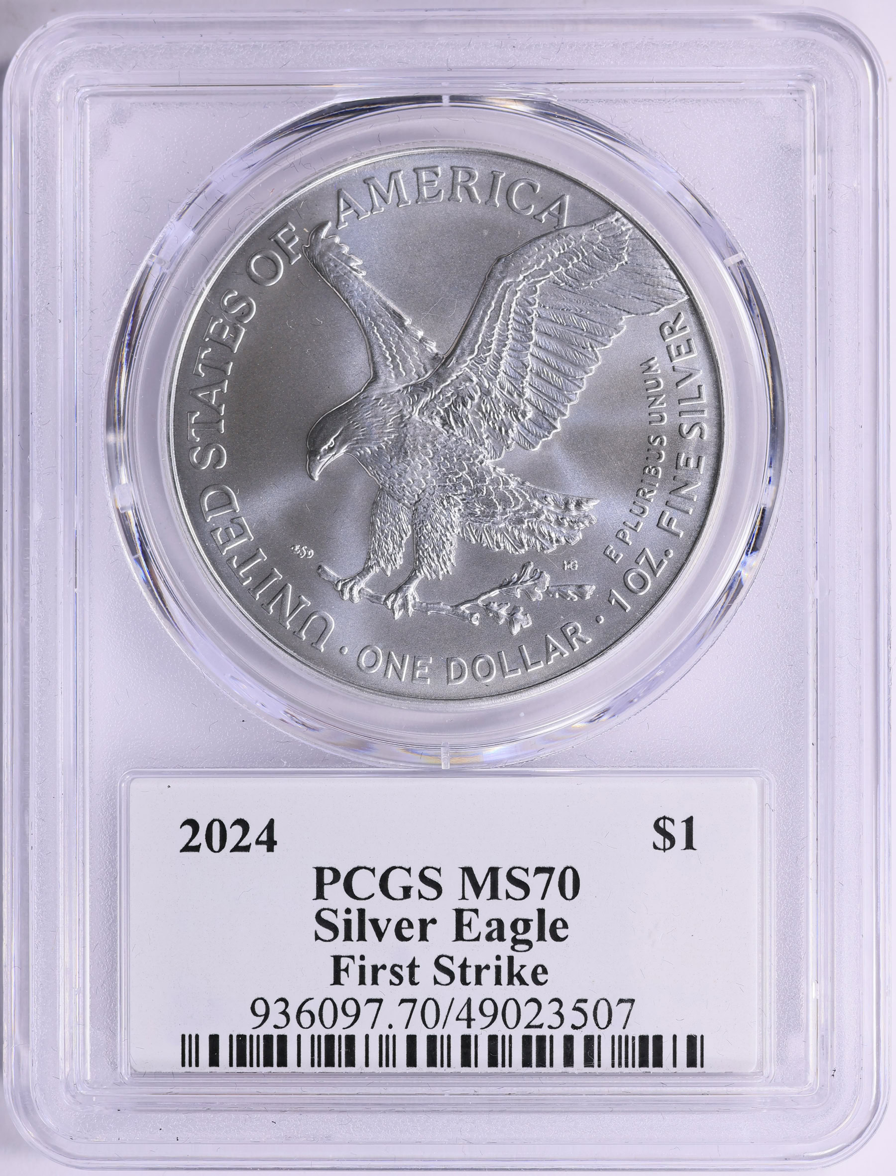 2024 $1 Silver Eagle First Strike PCGS MS-70 (Emily Damstra Signed ...