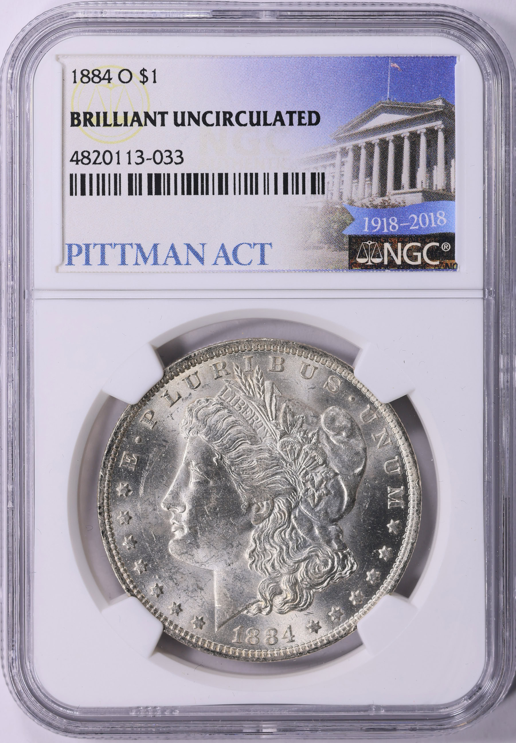 1884-O Morgan Silver Dollar NGC Brilliant Uncirculated (Pittman Act ...