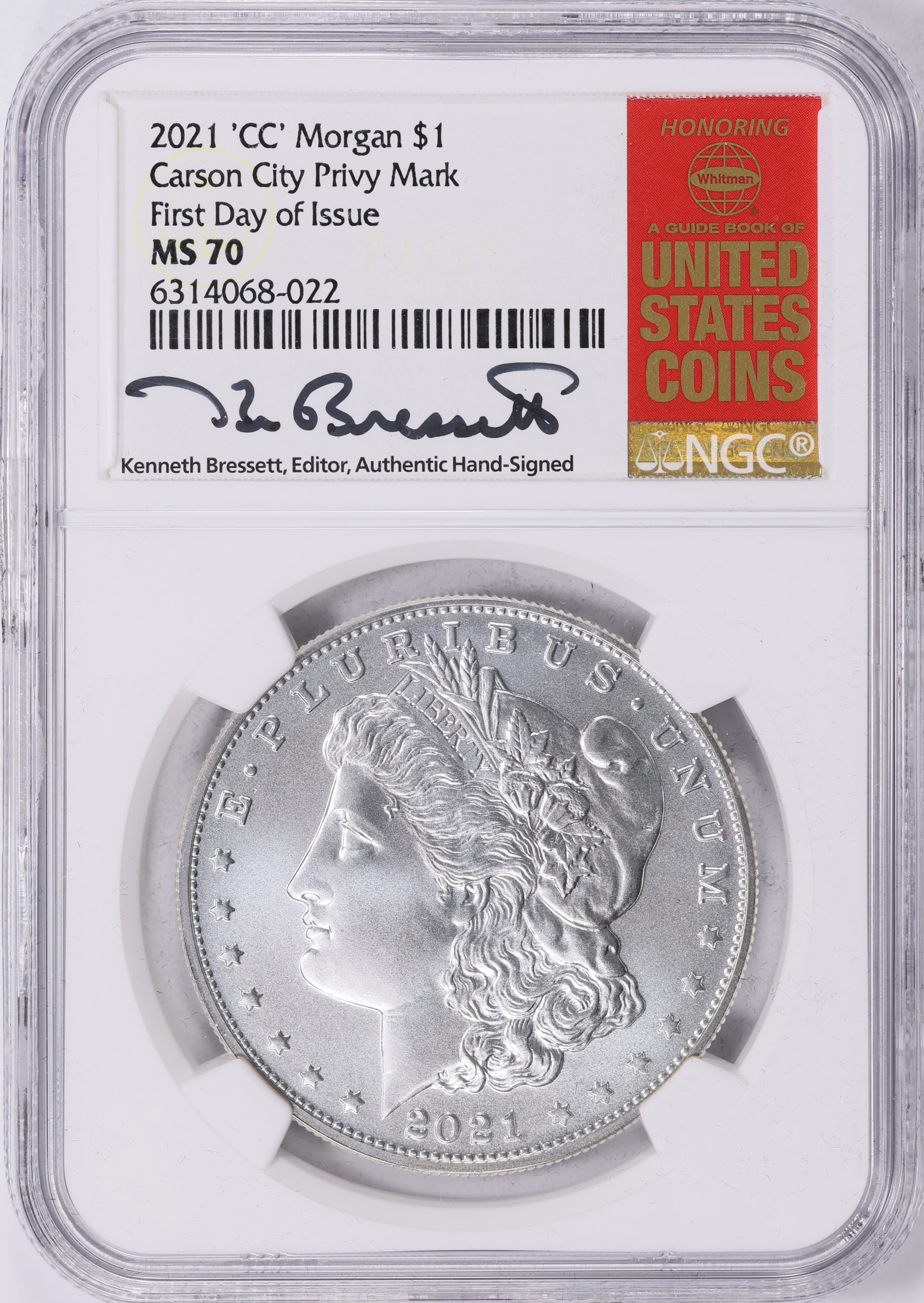 2021-CC Morgan Silver Dollar CC Privy First Day of Issue NGC MS-70 ...