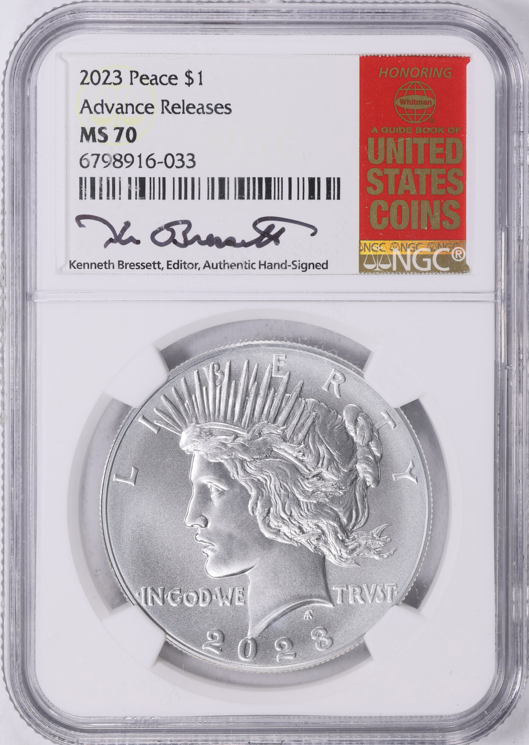 2023 Peace Silver Dollar Advance Releases NGC MS-70 (Kenneth Bressett ...