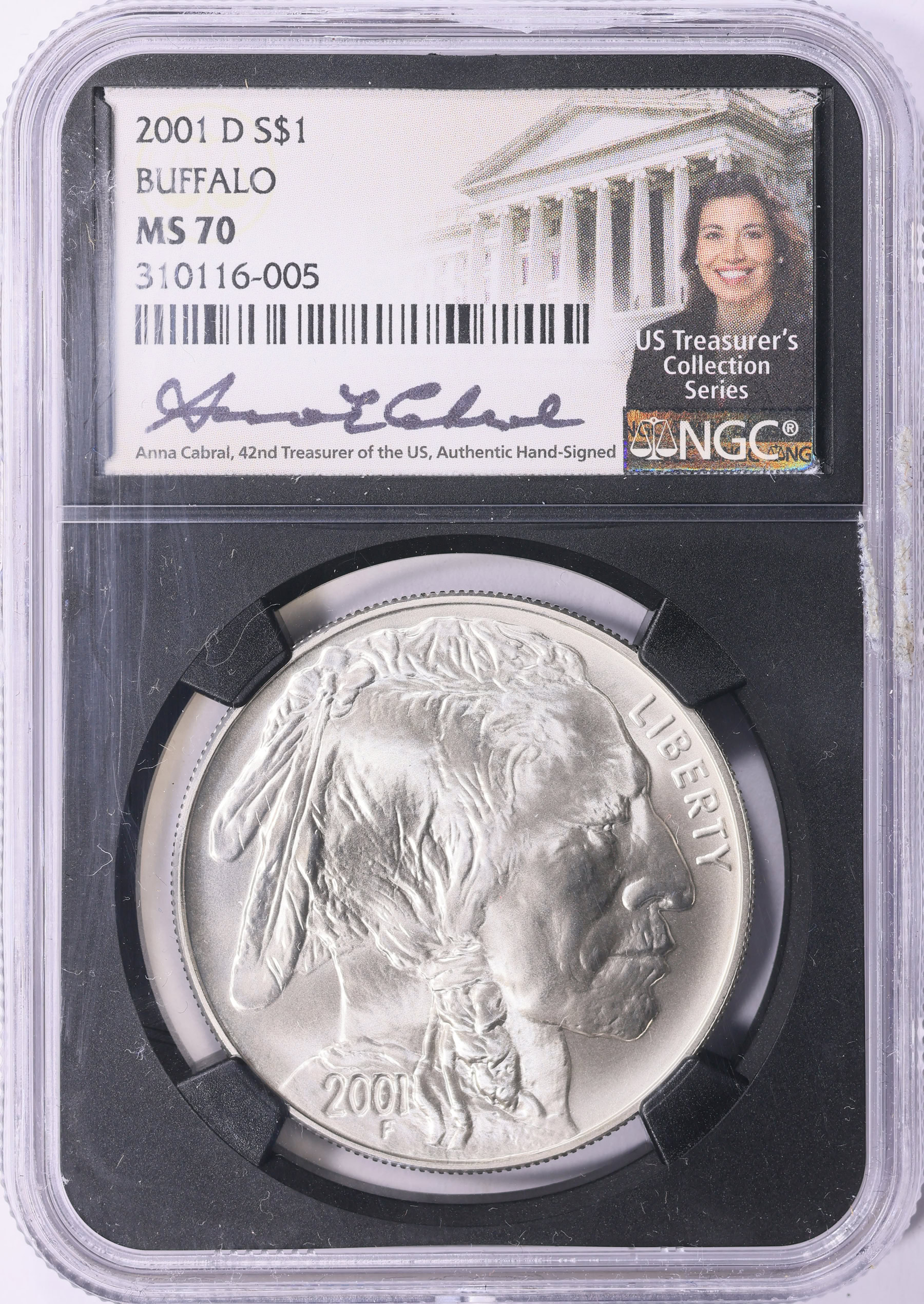 2001-D American Buffalo Silver Dollar NGC MS-70 (Anna Escobedo Cabral ...