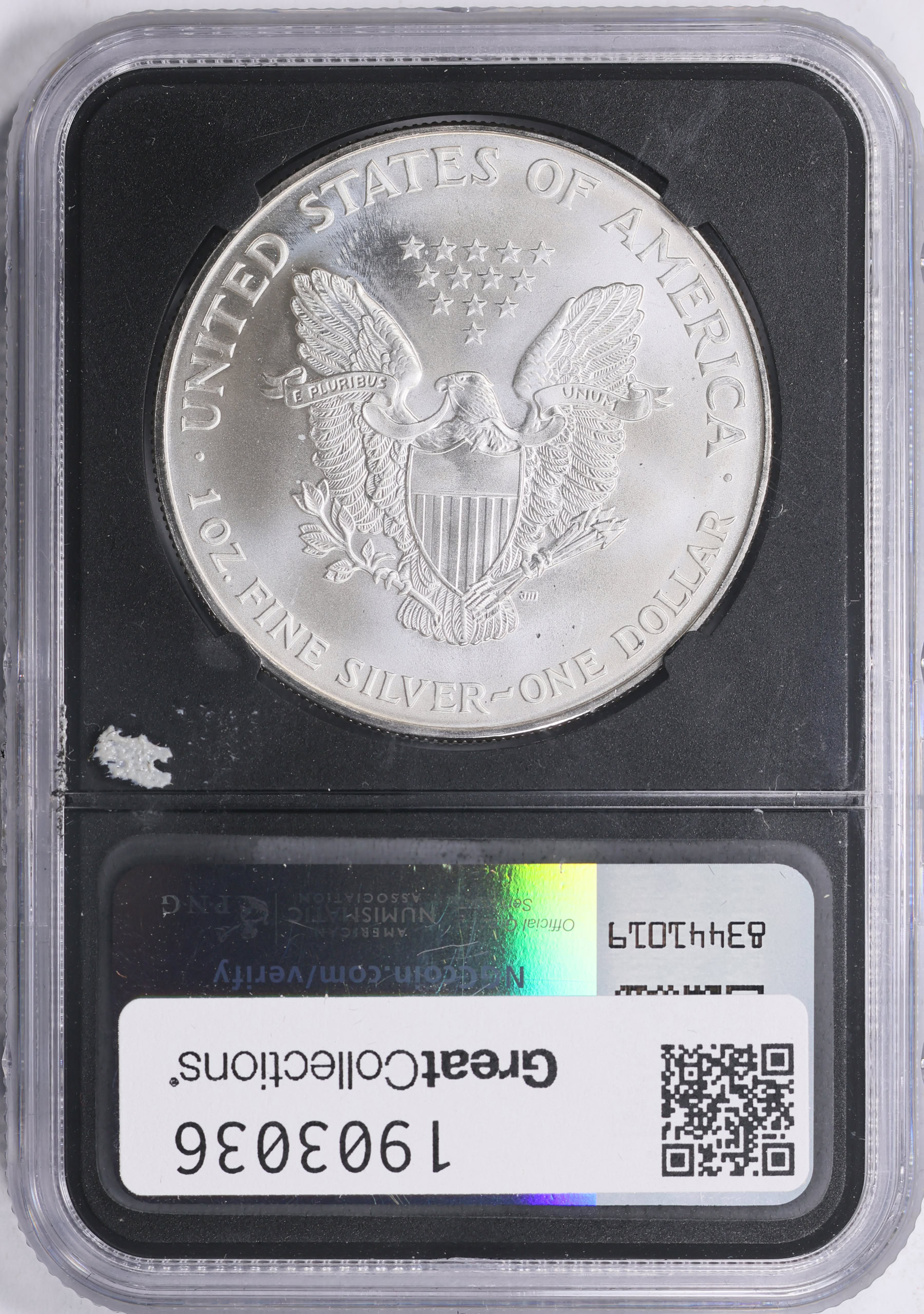 Mint Error 1997 $1 Silver Eagle Obverse Struck Thru NGC MS-69 (Anna ...