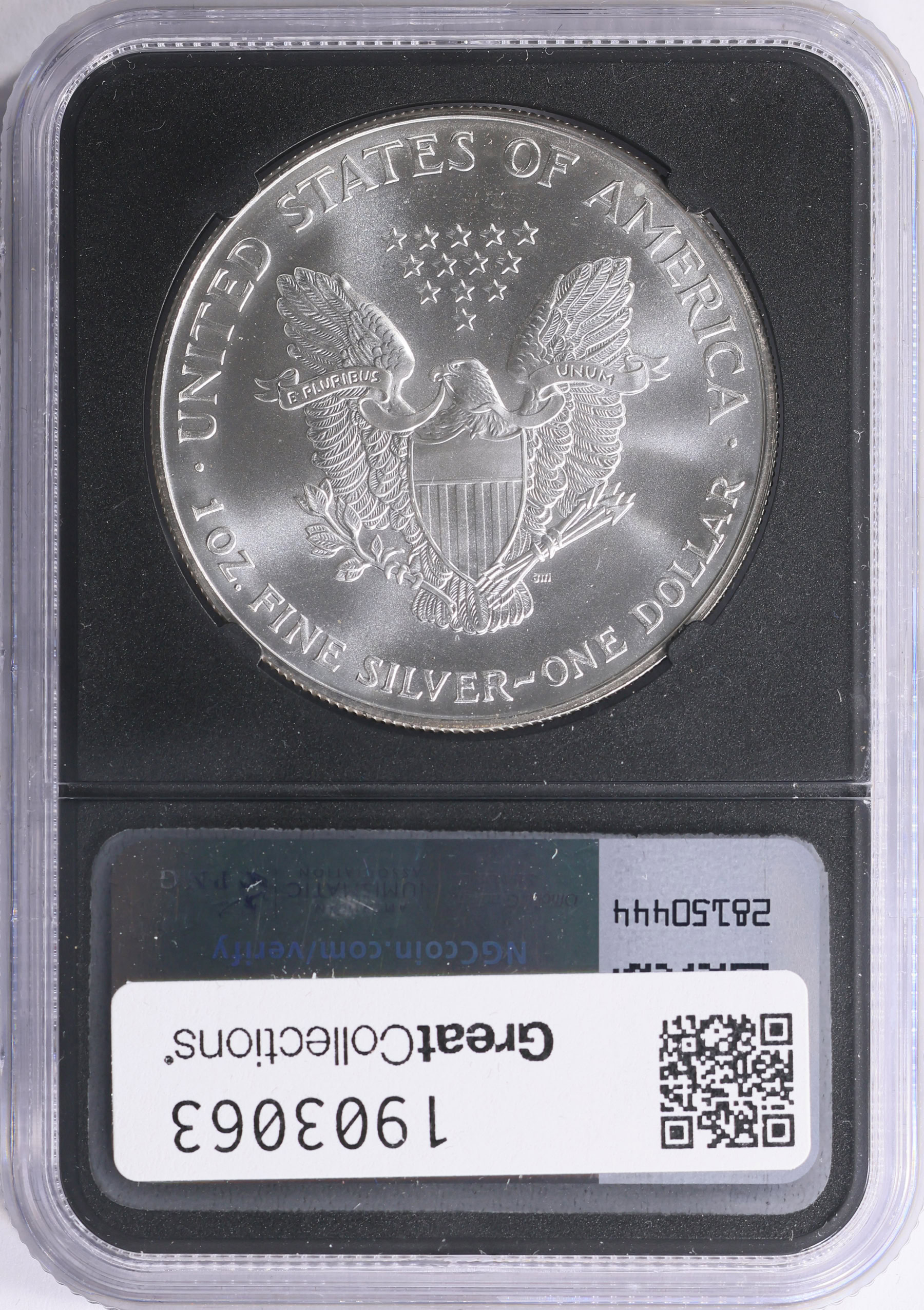 Mint Error 1998 $1 Silver Eagle Obverse Struck Thru NGC MS-69 (Anna ...