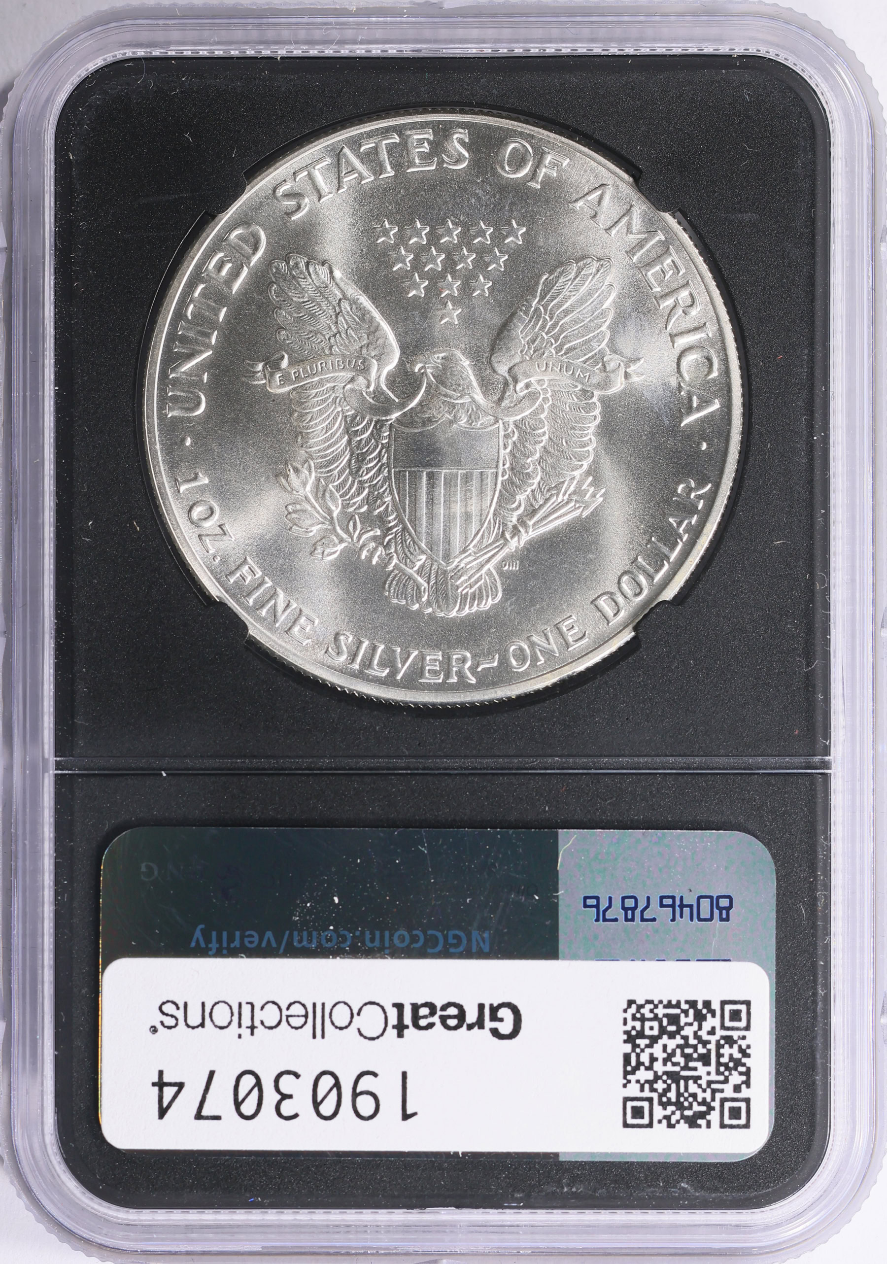 Mint Error 1986-(S) $1 Silver Eagle Struck at San Francisco Obverse Struck Thru NGC MS-69 (Anna ...