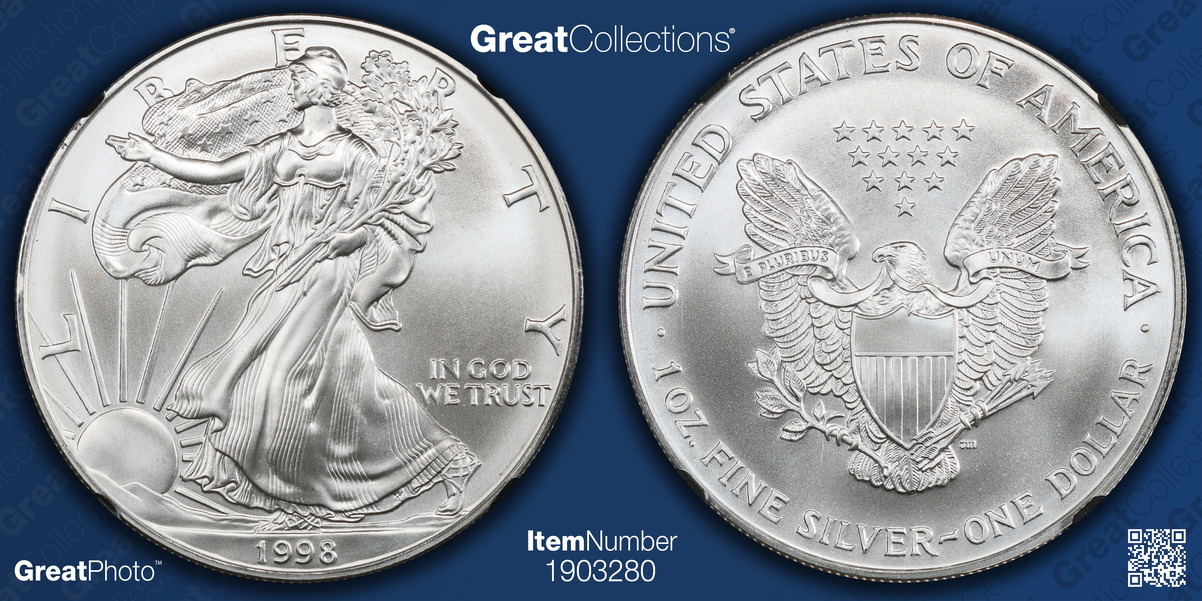Mint Error 1998 $1 Silver Eagle Obverse Struck Through NGC MS-69 (Anna ...
