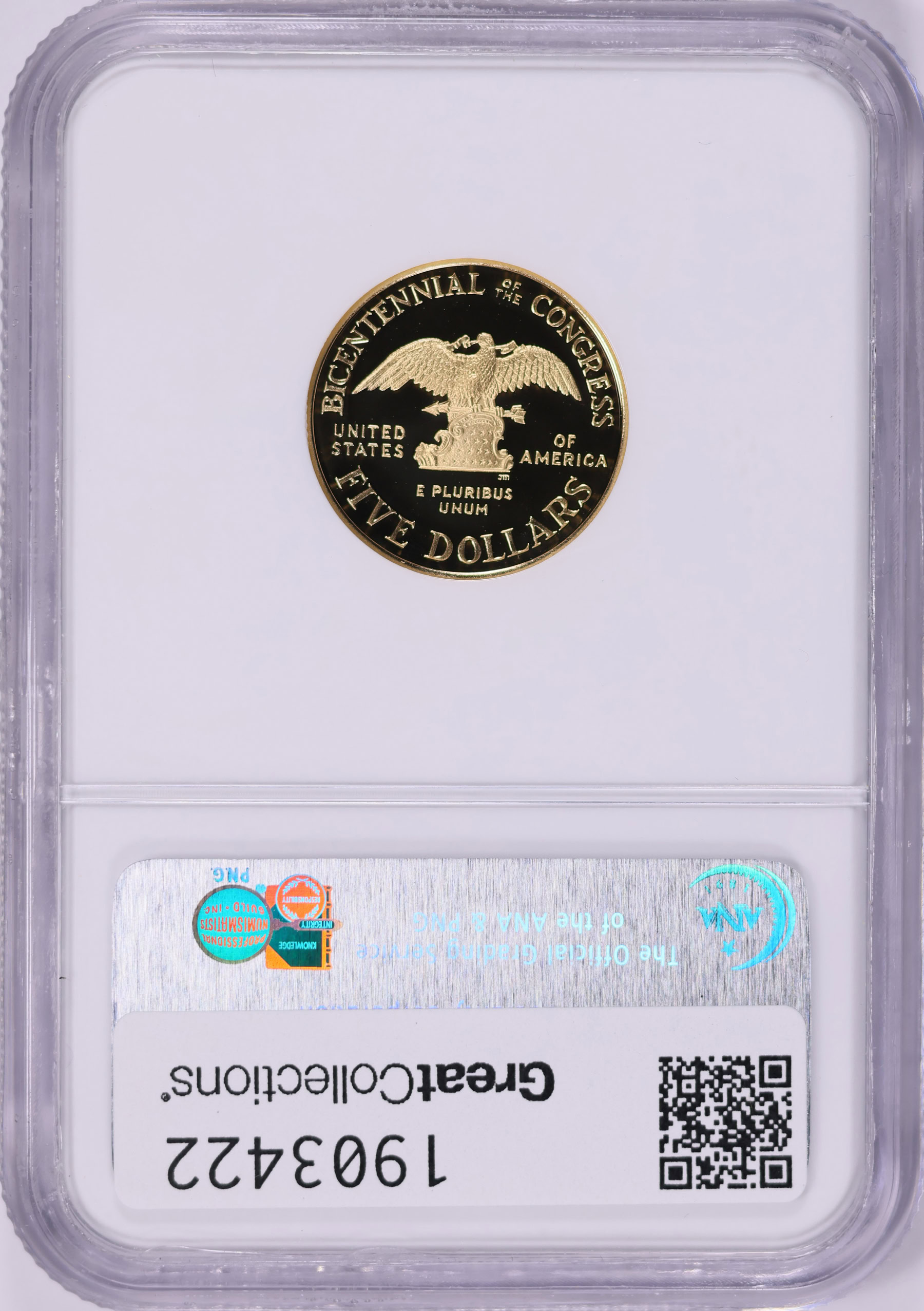 1989-W Congress Bicentennial Gold $5 NGC Proof-70 UC (Item 1903422 ...