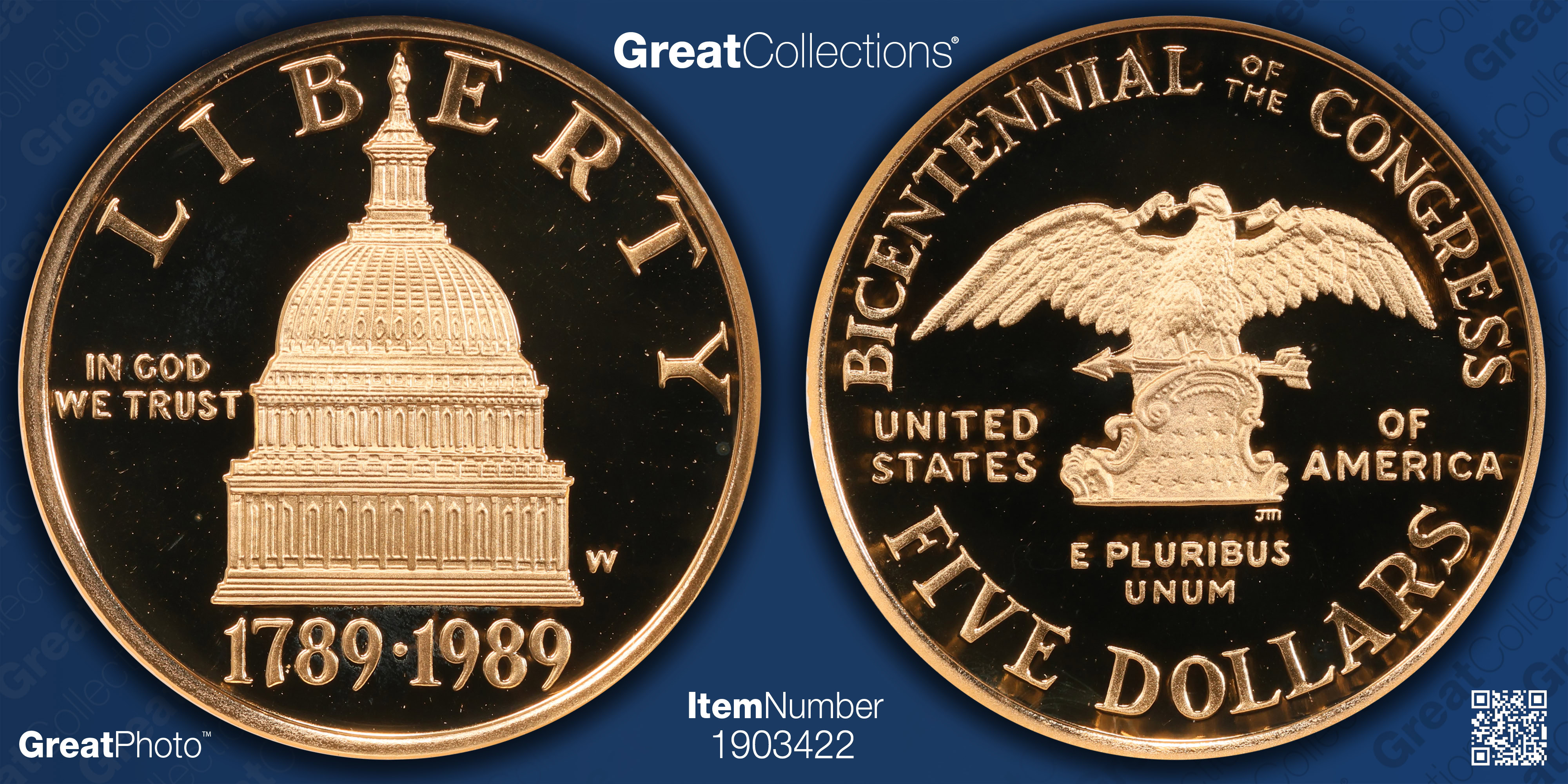1989-W Congress Bicentennial Gold $5 NGC Proof-70 UC (Item 1903422 ...