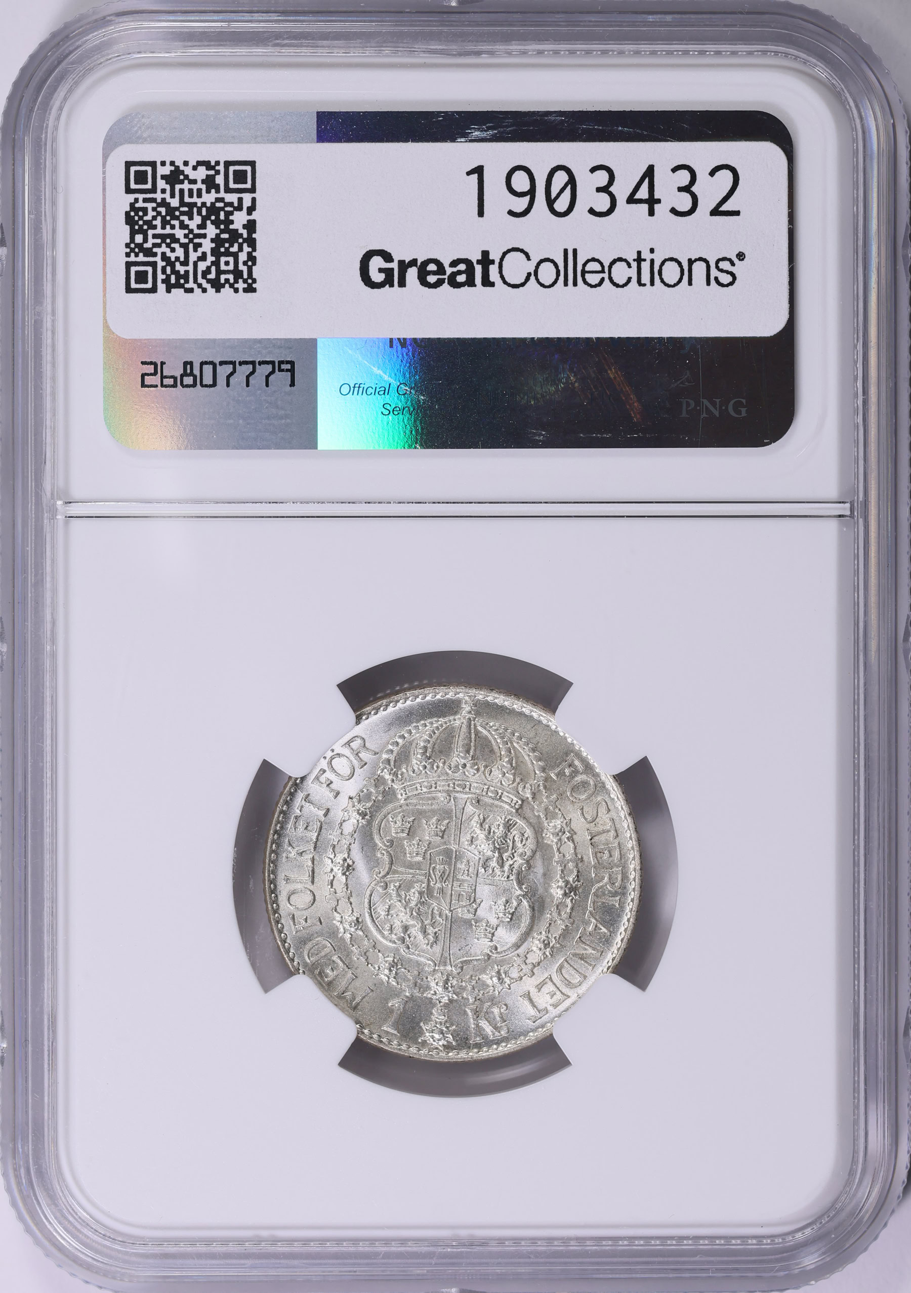 Sweden 1937-G Silver Krona KM-786.2 NGC MS-64 (Item 1903432) | GreatCollections Coin Auctions