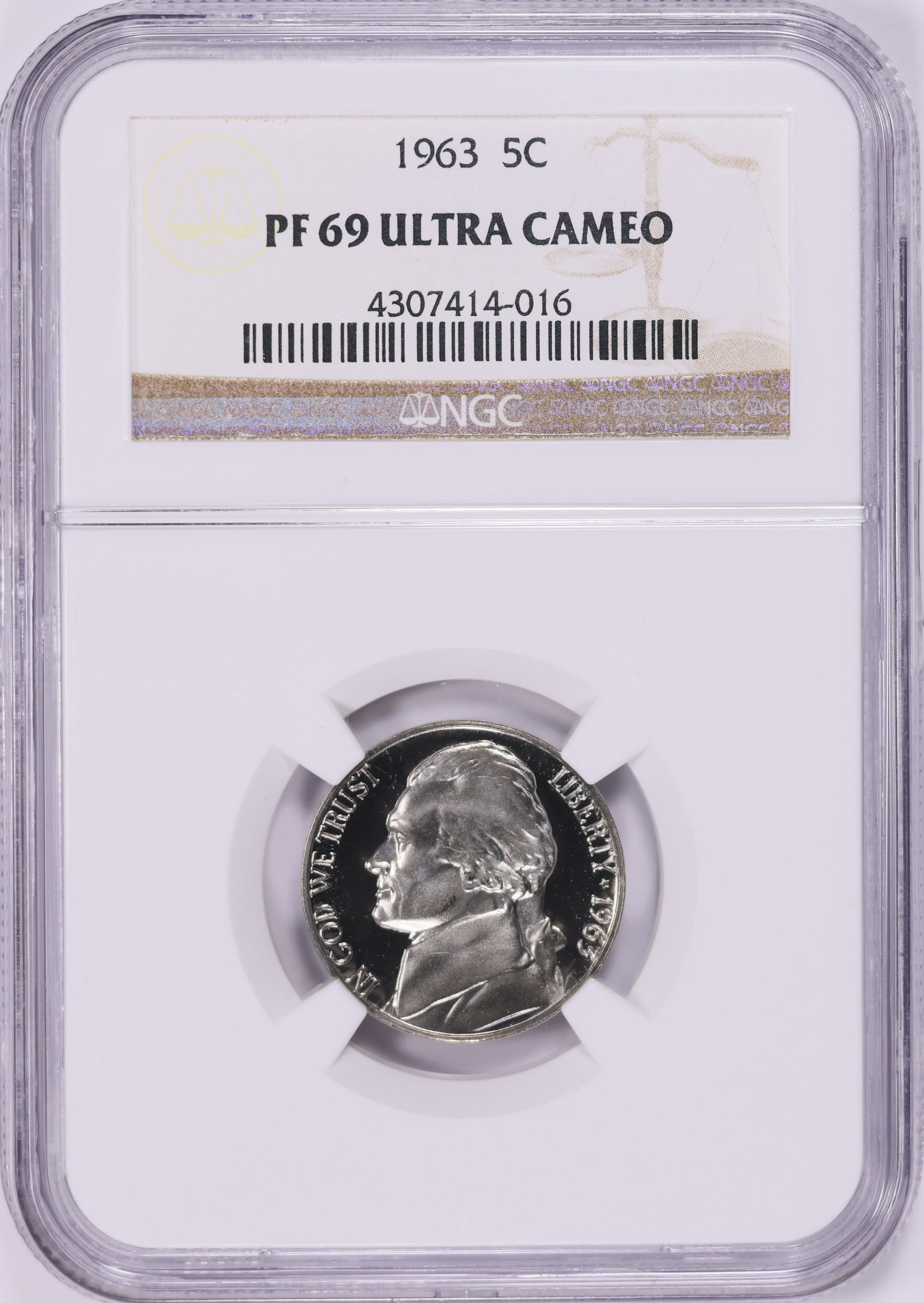 1963 Jefferson Nickel NGC Proof-69 UC (Item 1903479) | GreatCollections ...
