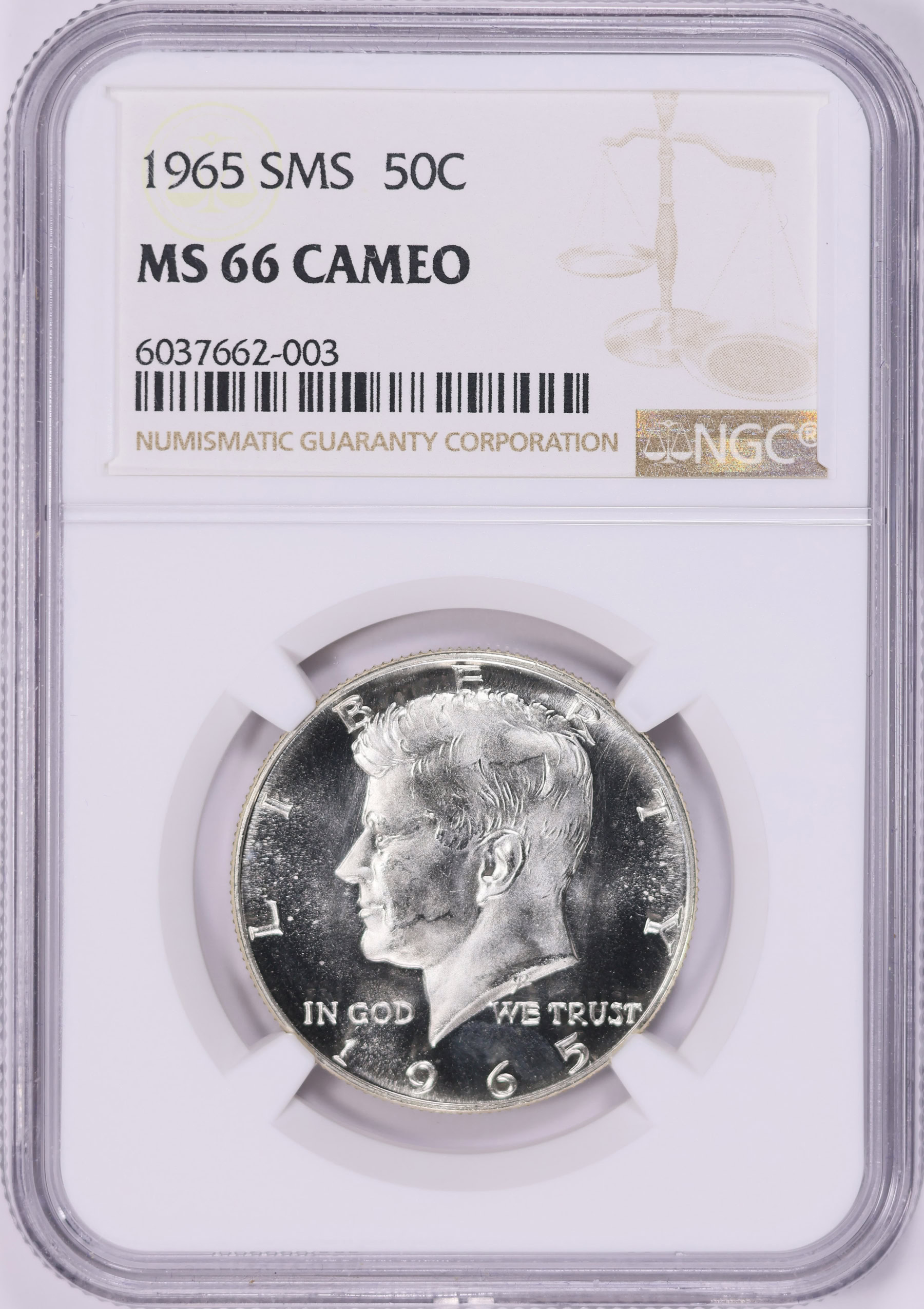 1965 Kennedy Half Dollar SMS NGC MS-66 CAMEO (Item 1903482) | GreatCollections Coin Auctions