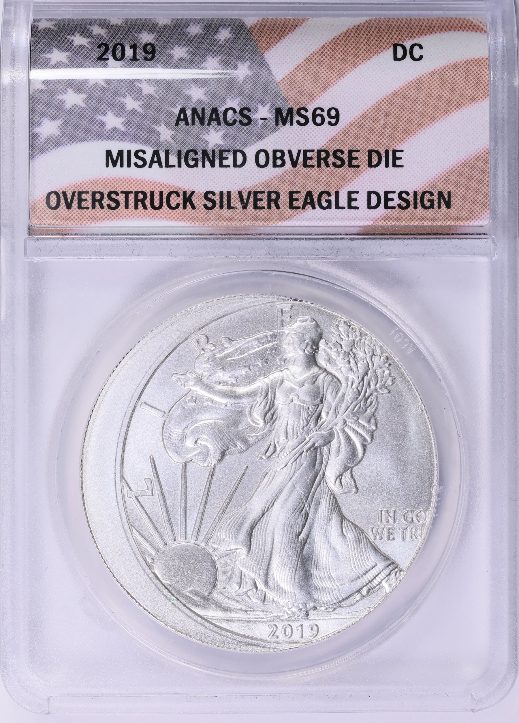 2019 Silver Eagle Design Daniel Carr Token Misaligned Obverse Die ...