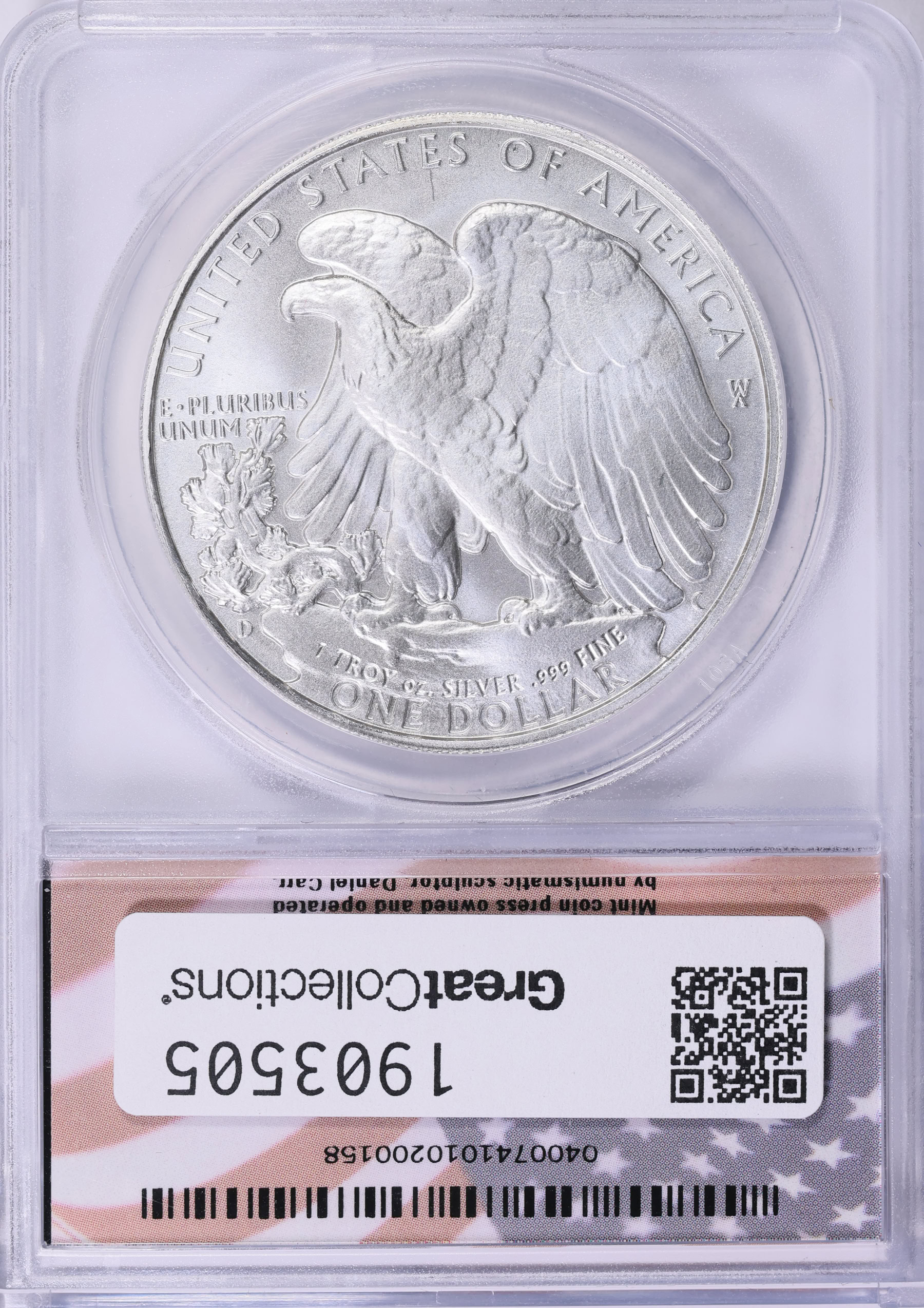 2019 Silver Eagle Design Daniel Carr Token Misaligned Obverse Die ...