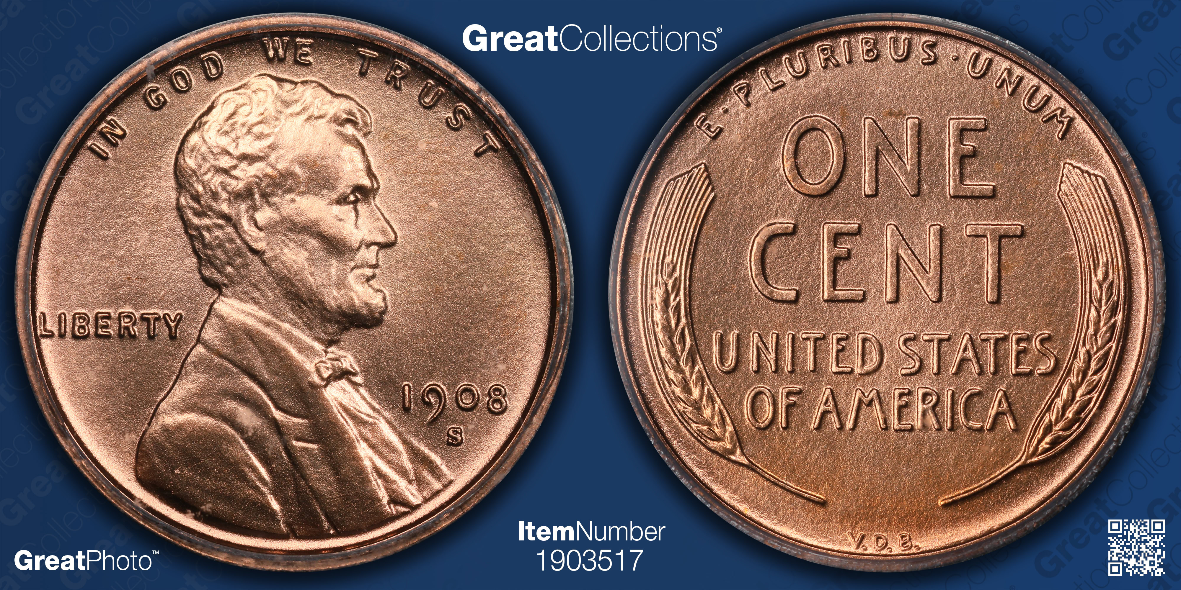 1908-S VDB Lincoln Cent Daniel Carr Token ICG MS-68 RD | ICG Cert ...